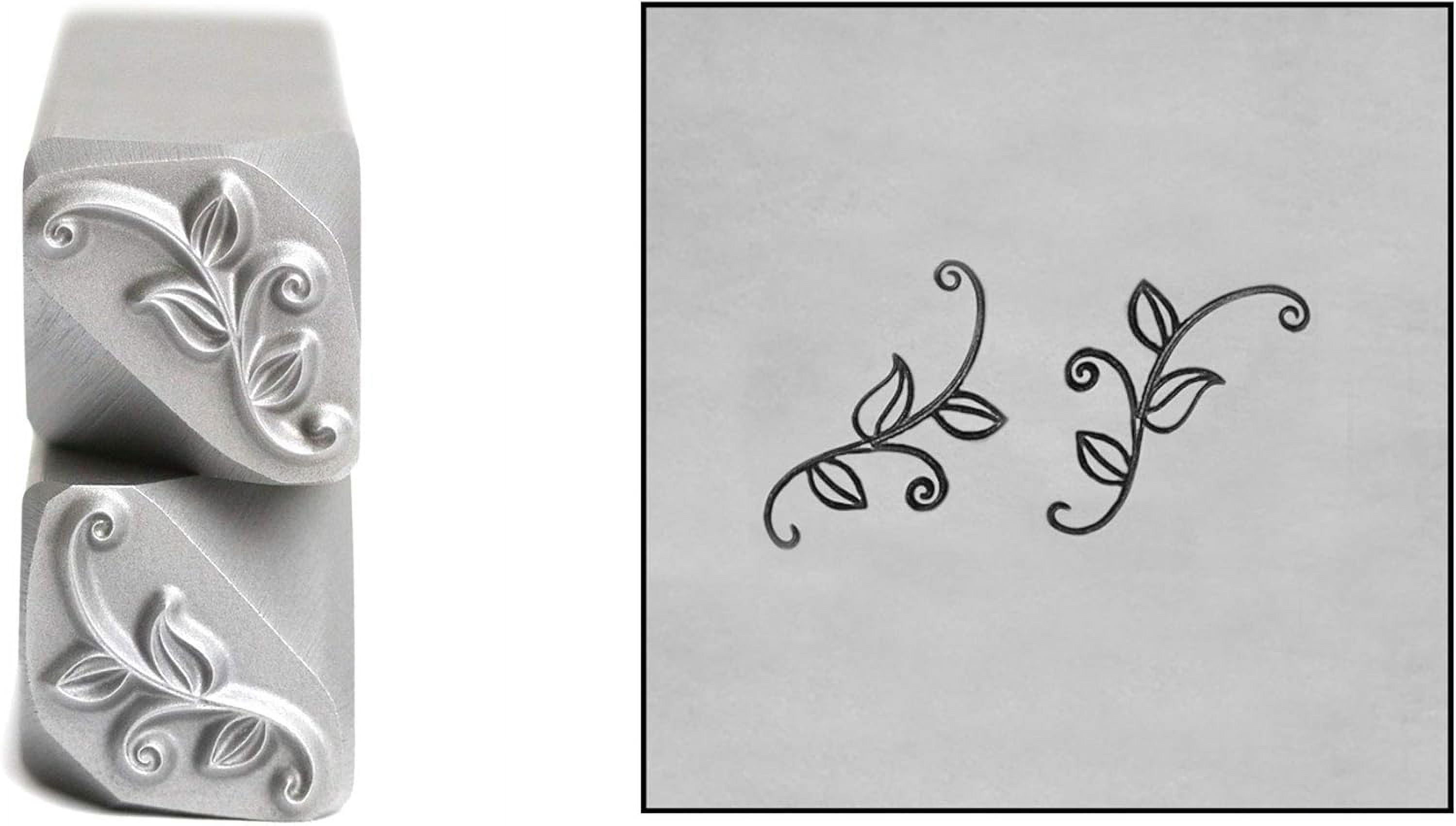 Stem with Leaves Metal Design Stamp 14mm - 2 Pc Spiral Sprigs Branch ...