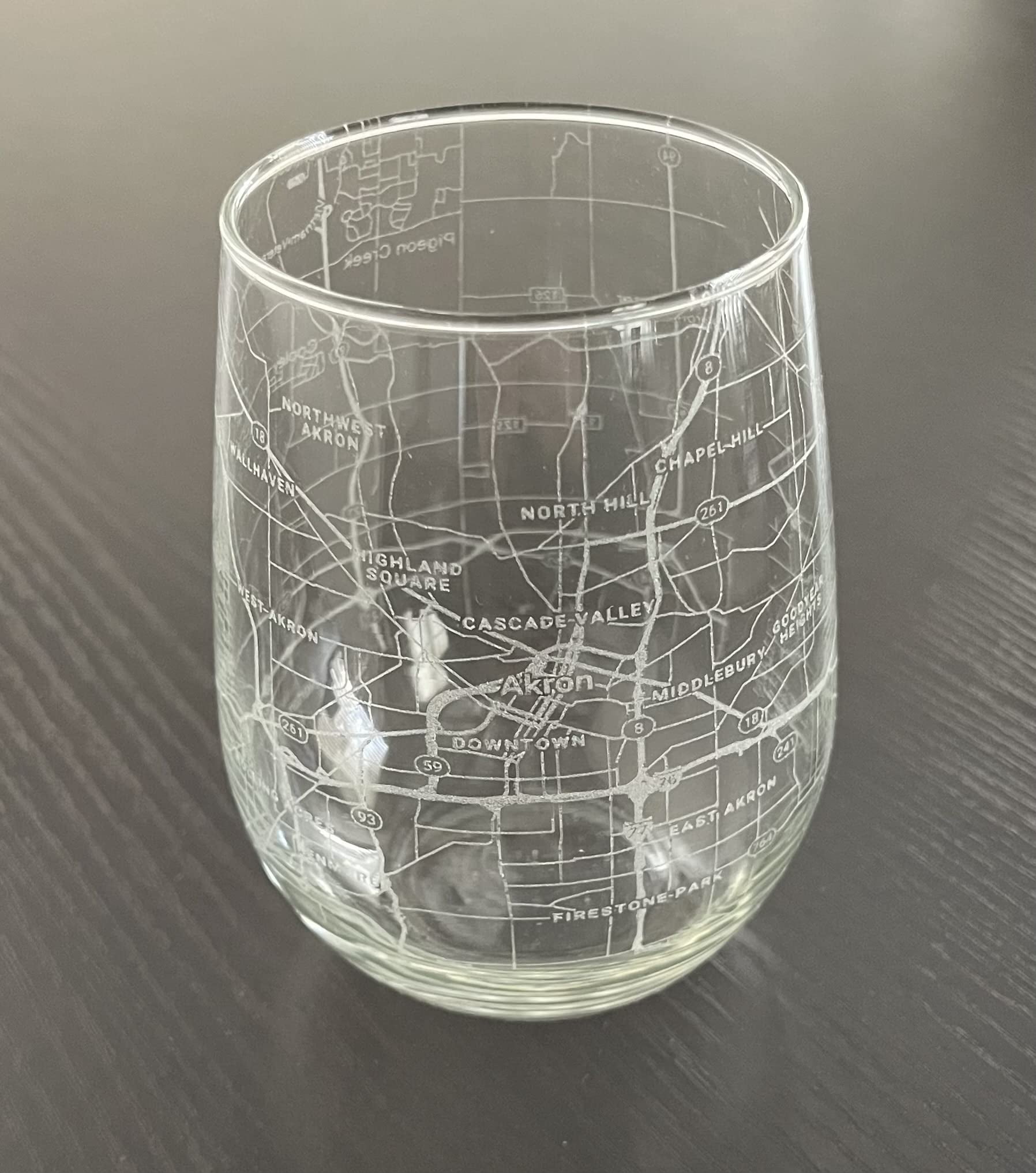 Stemless 17oz Wine Glass Urban City Map Akron Ohio - Walmart.com