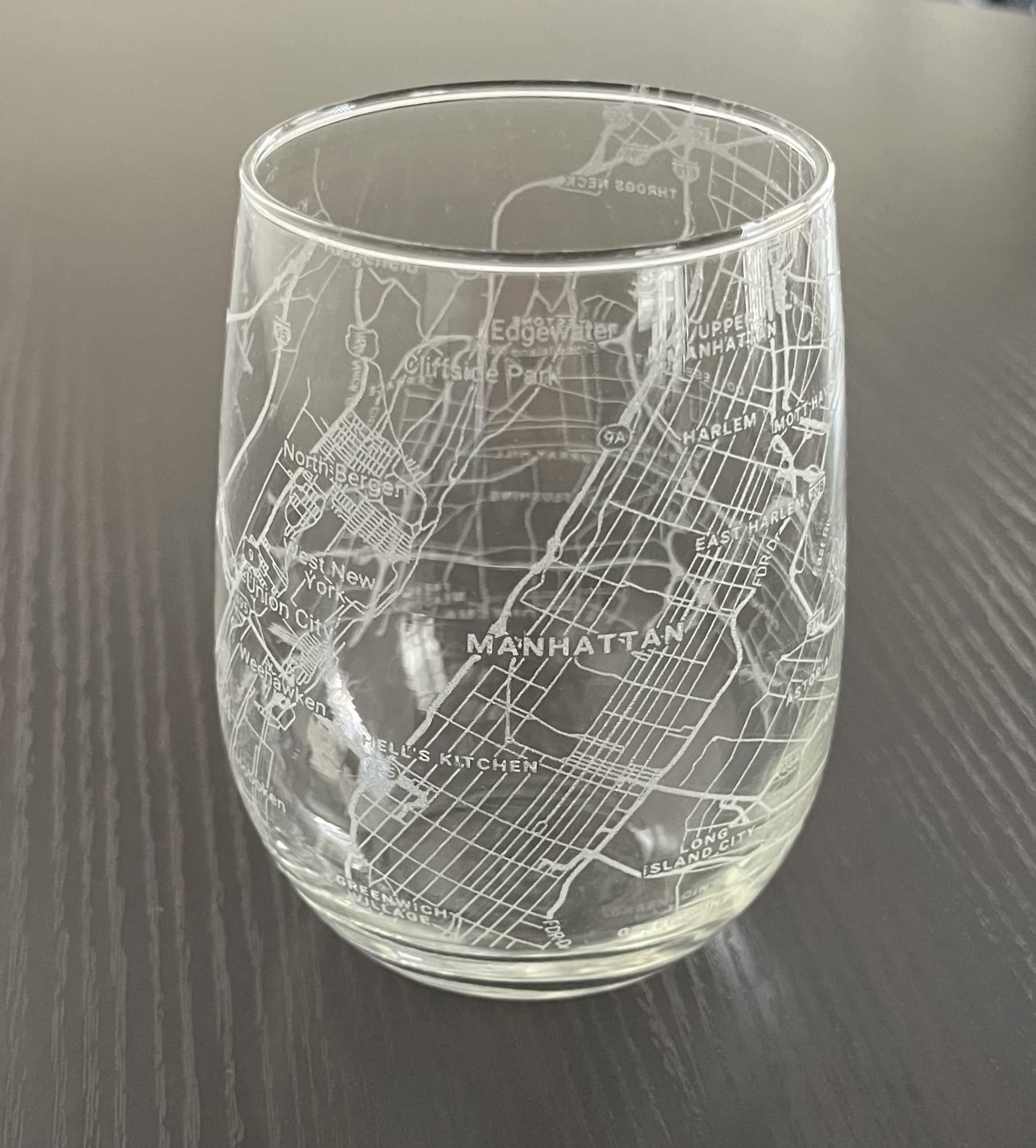 Stemless 17oz Wine Glass Urban City Map Manhattan New York - Walmart.com