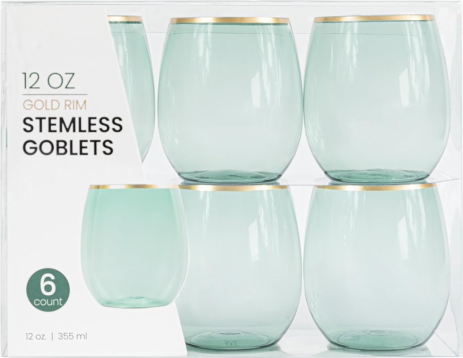 PLASTICPRO 12 Oz Disposable Stemless Wine Glasses Translucent Green ...