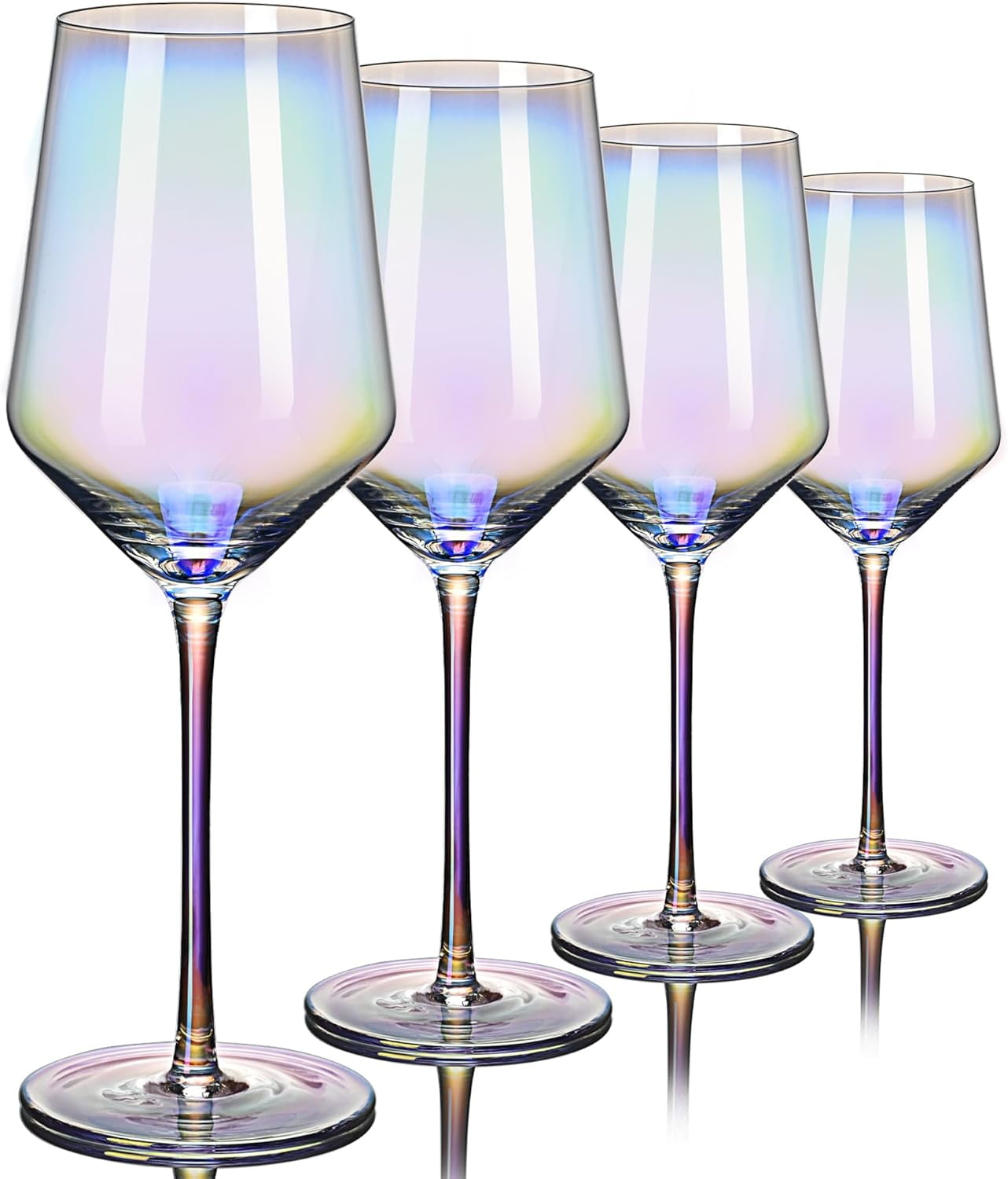 Stemless Wine Glass Set Of 4(10 Oz),Iridescent Glassware,Modern Rainbow ...