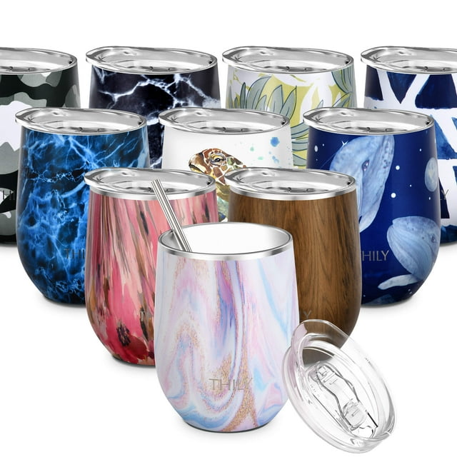 Stemless Wine Tumbler Vacuum Insulated Thily 12 Oz Triple Insulated