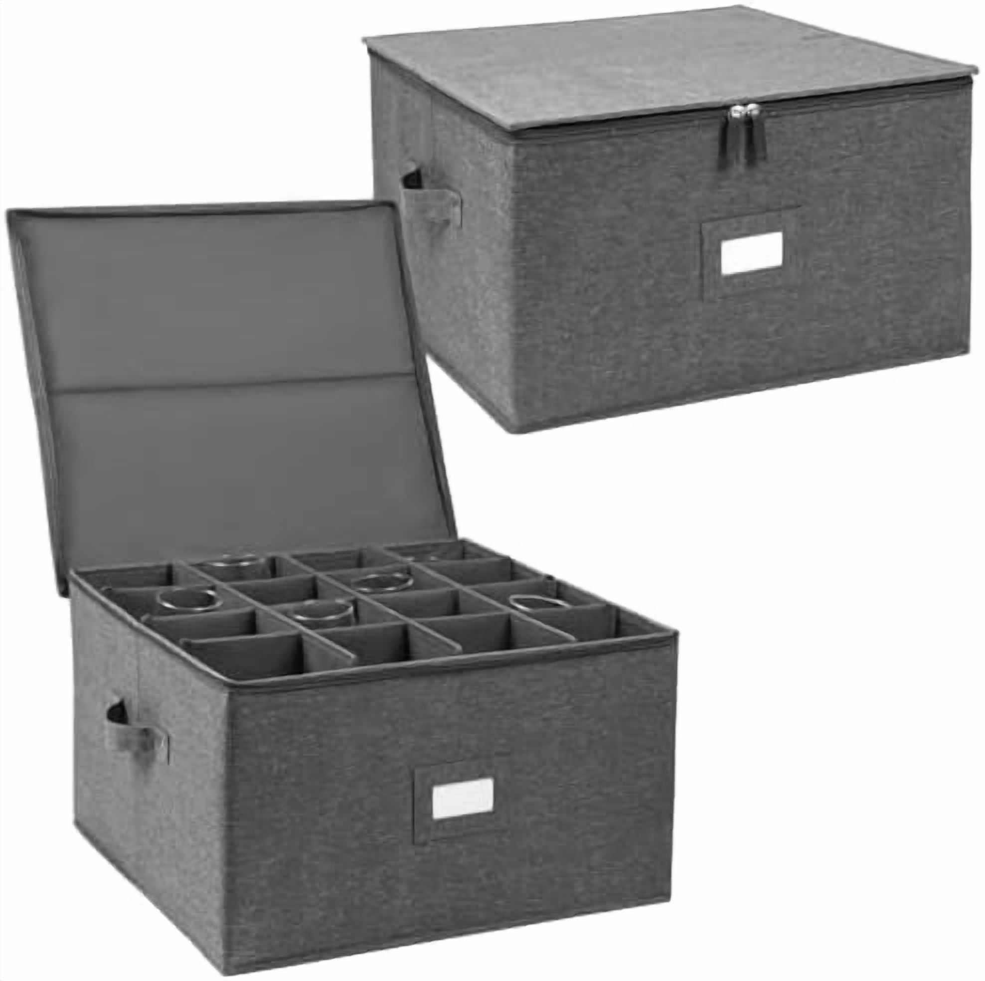 Stemware Storage Cases 2 Pack, Wine Glass Storage Box Containers with ...