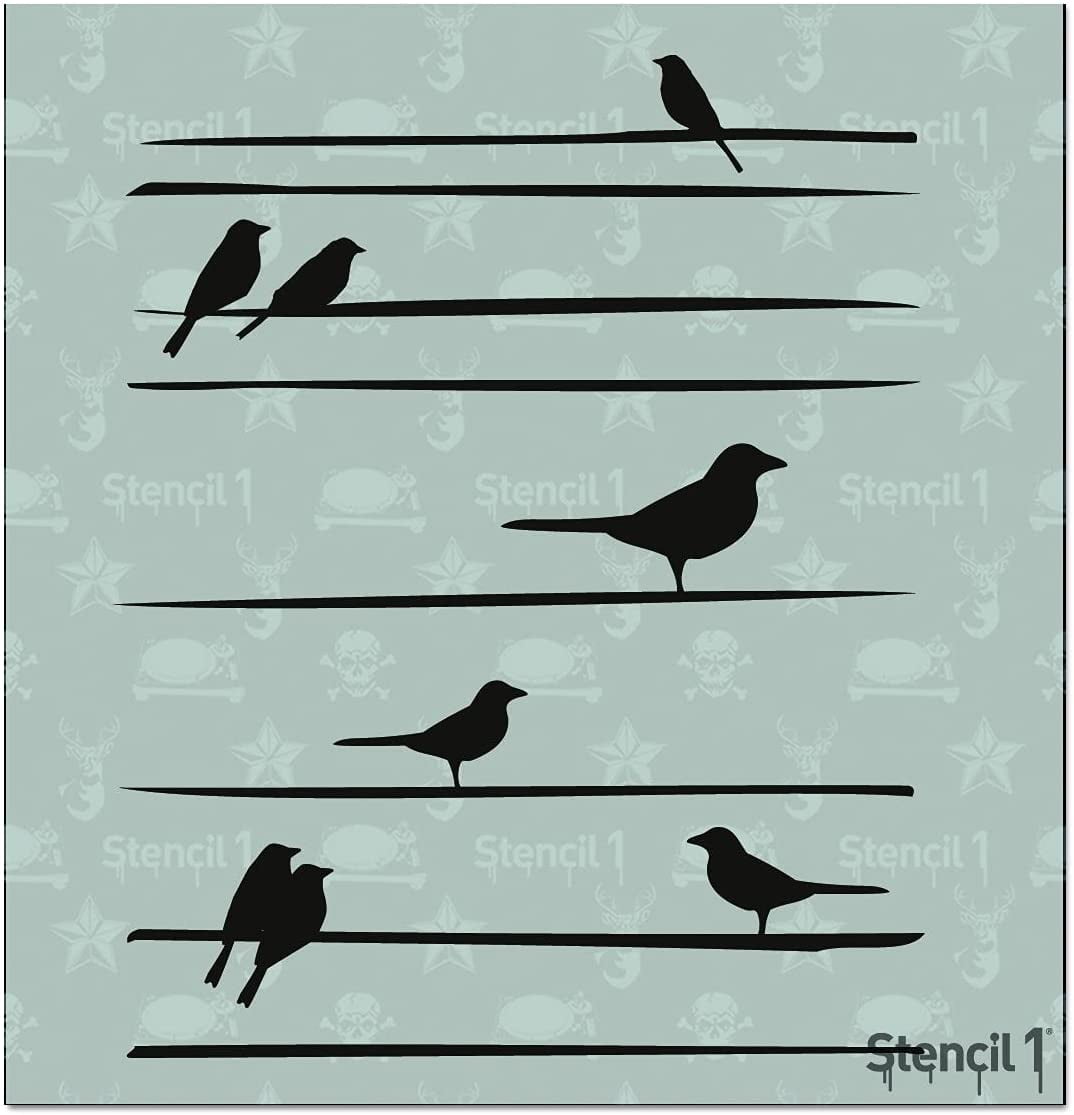 Stencil1 Birds On A Straight Line Stencil Durable Quality Reusable ...