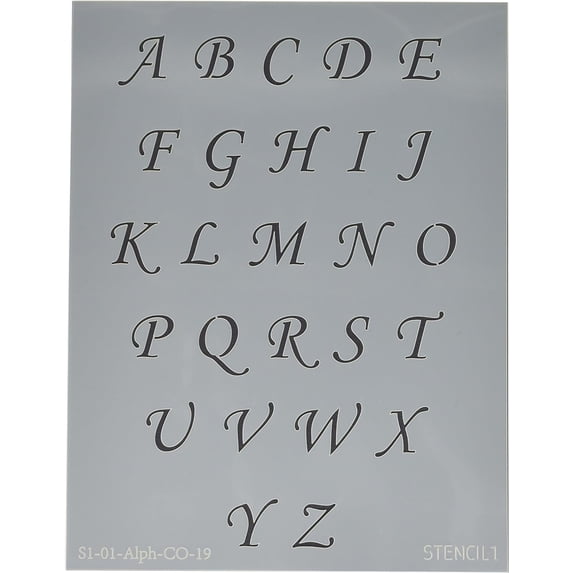 Stencil1 Corsiva Font Stencil - 1" Alphabet Letters Art Stencil - 8.5 ...