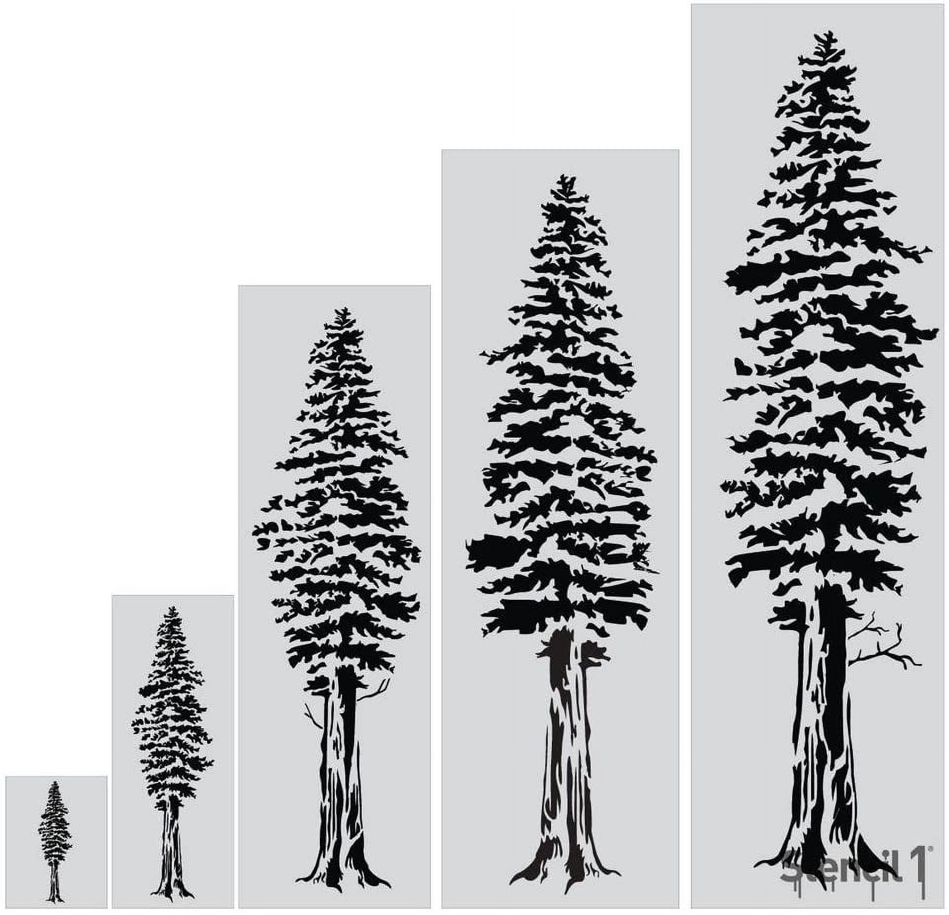 Stencil1 Redwood Tree Stencil - Reusable Mylar Template Large Tree ...