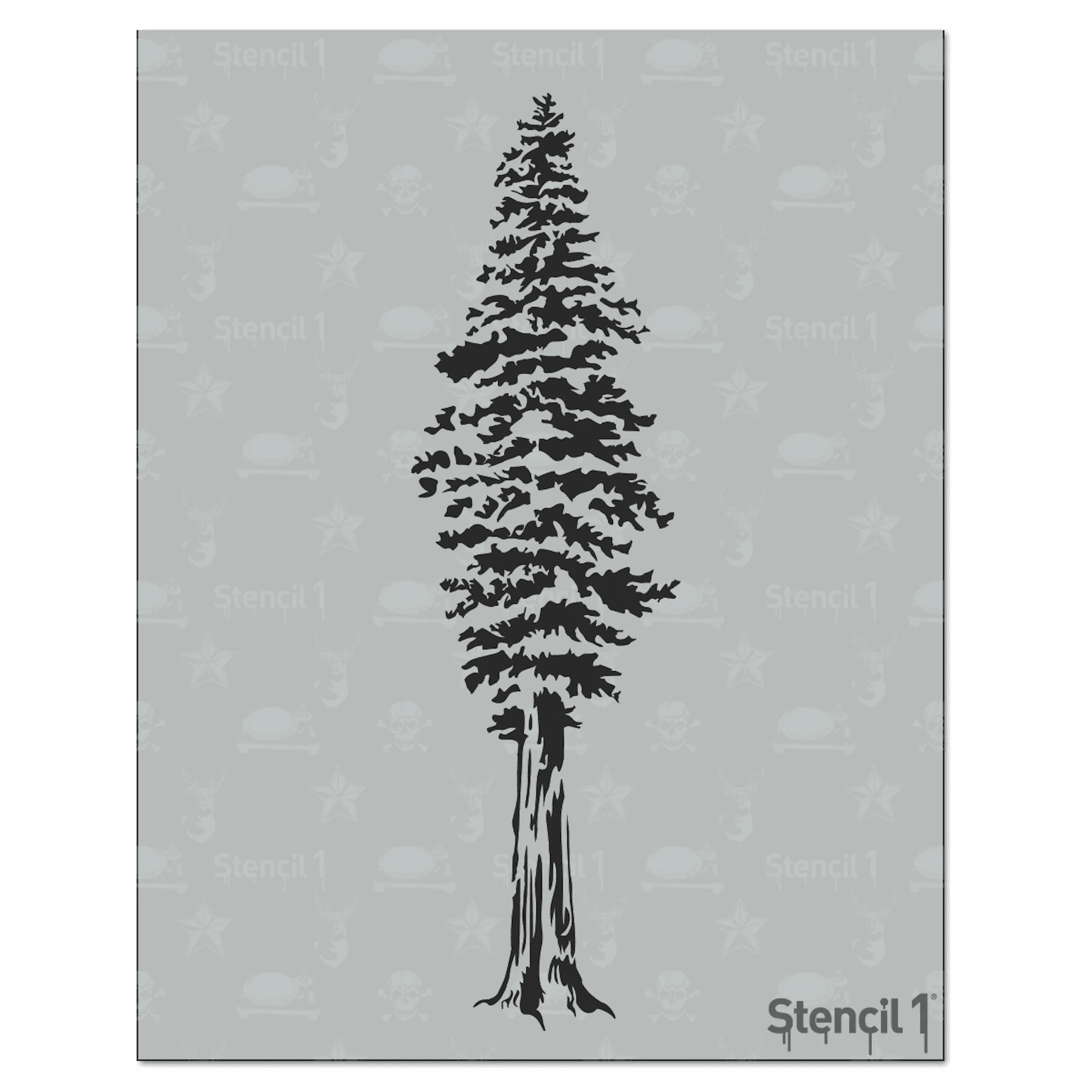 Stencil1 Redwood Tree Winter Christmas Art Stencils 8.5