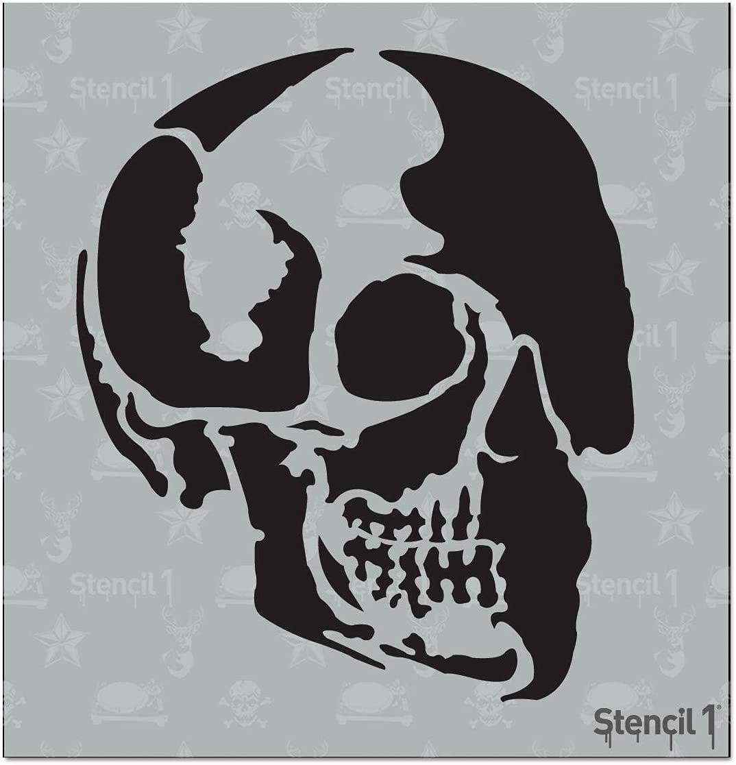 Stencil1 Skull Profile Stencil Halloween And Pumpkin Decorating Art