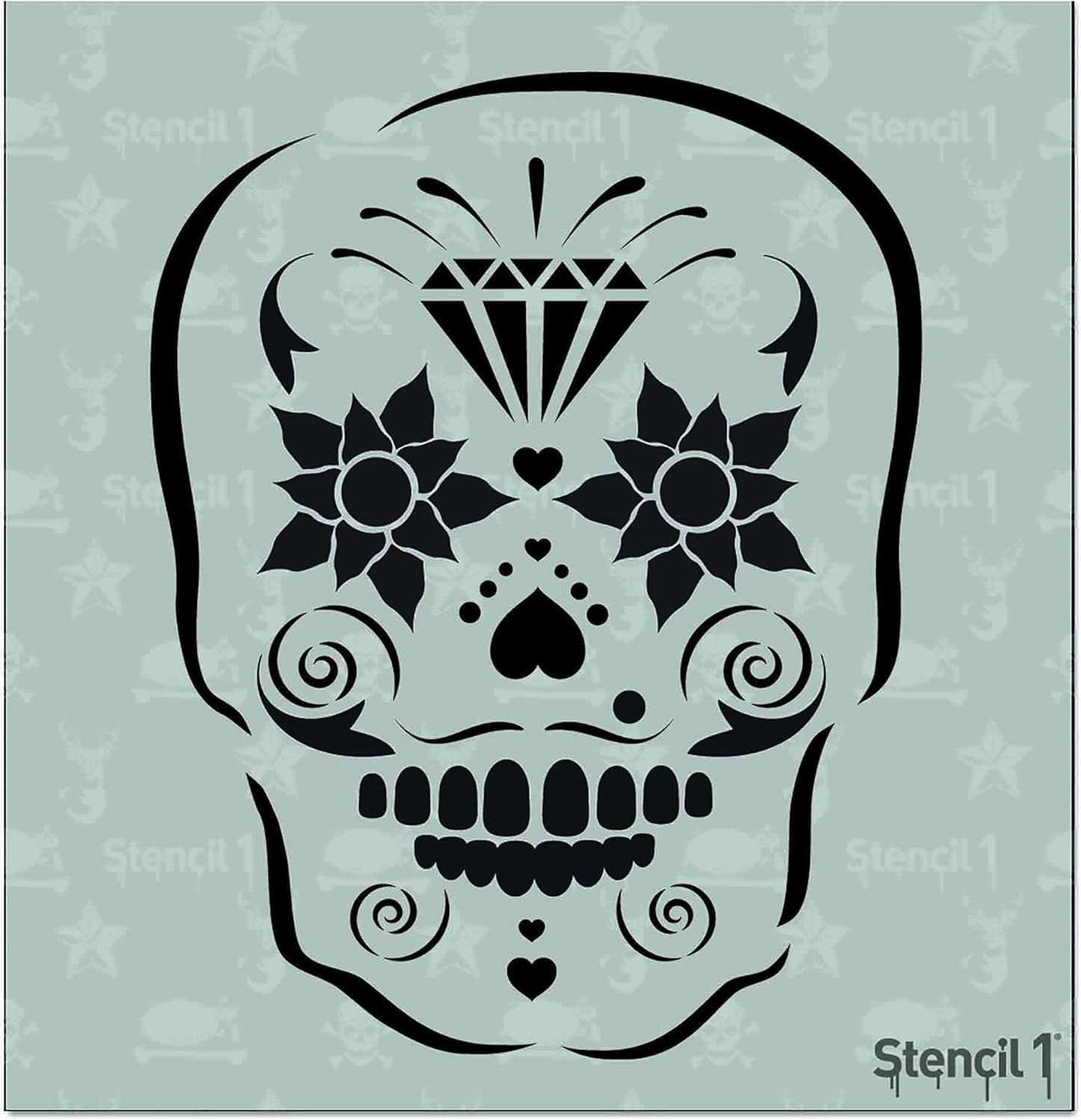 Stencil1 Sugar Skull Stencil Halloween Day of the Dead Art Craft - 5.75 ...