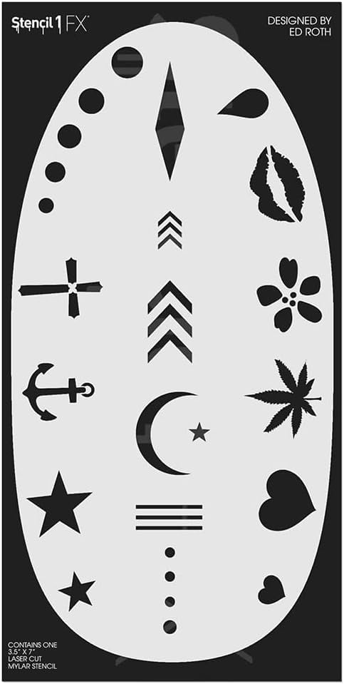 Stencil1FX Tattoo Marks Makeup Stencil Durable Quality Reusable ...