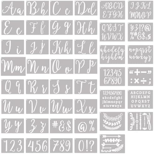 Stencils for Painting, 45 Pack, 8.27x5.51 Inch, Reusable Calligraphy ...