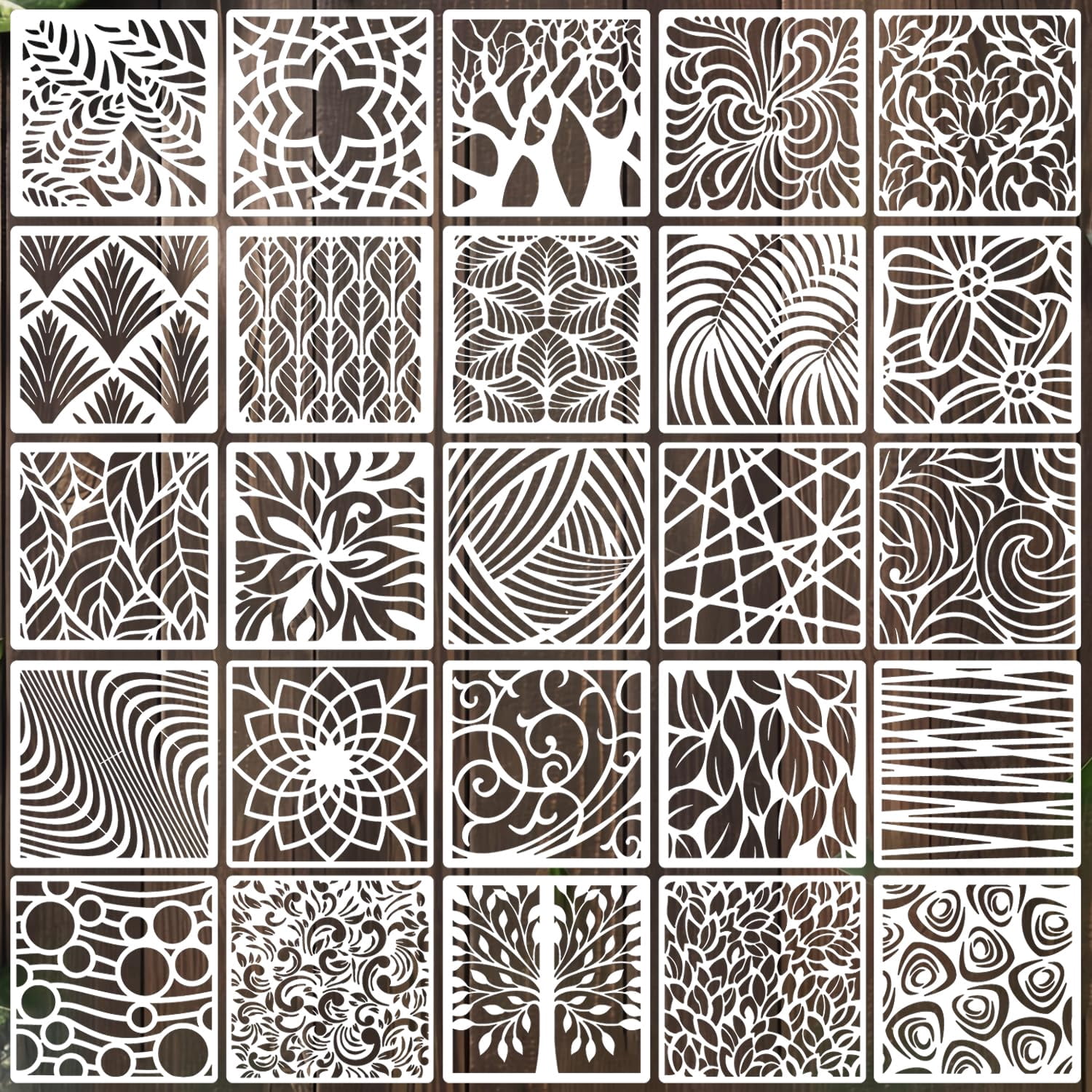 Stencils for Crafts Reusable Texture Stencils Floral Stencil Leaf Tree ...