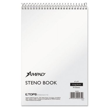 TOPS Spiral Steno Notebook, Gregg Rule, 6" x 9", 80 Sheets, 4 Pads per ...