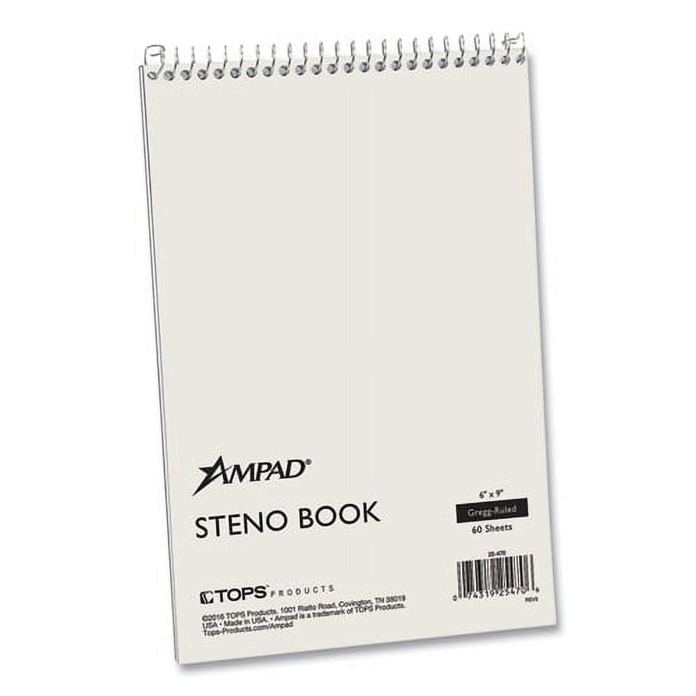 Steno Pads, Gregg Rule, White Cover, 60 Green-Tint 6 X 9 Sheets ...