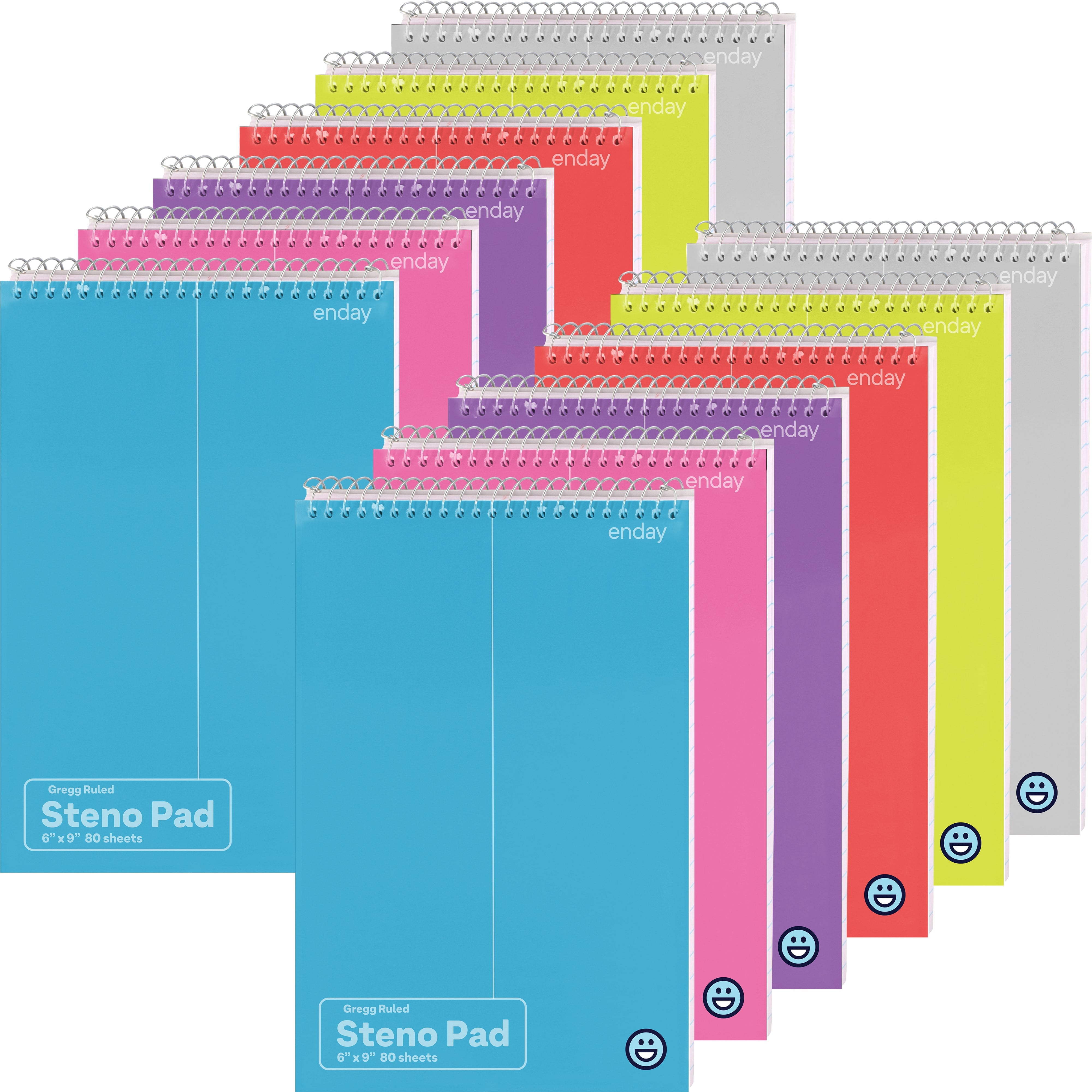 Enday Steno Pads Spiral 6x9 12 Pack, Gregg Rule White Paper, 80 Sheets ...