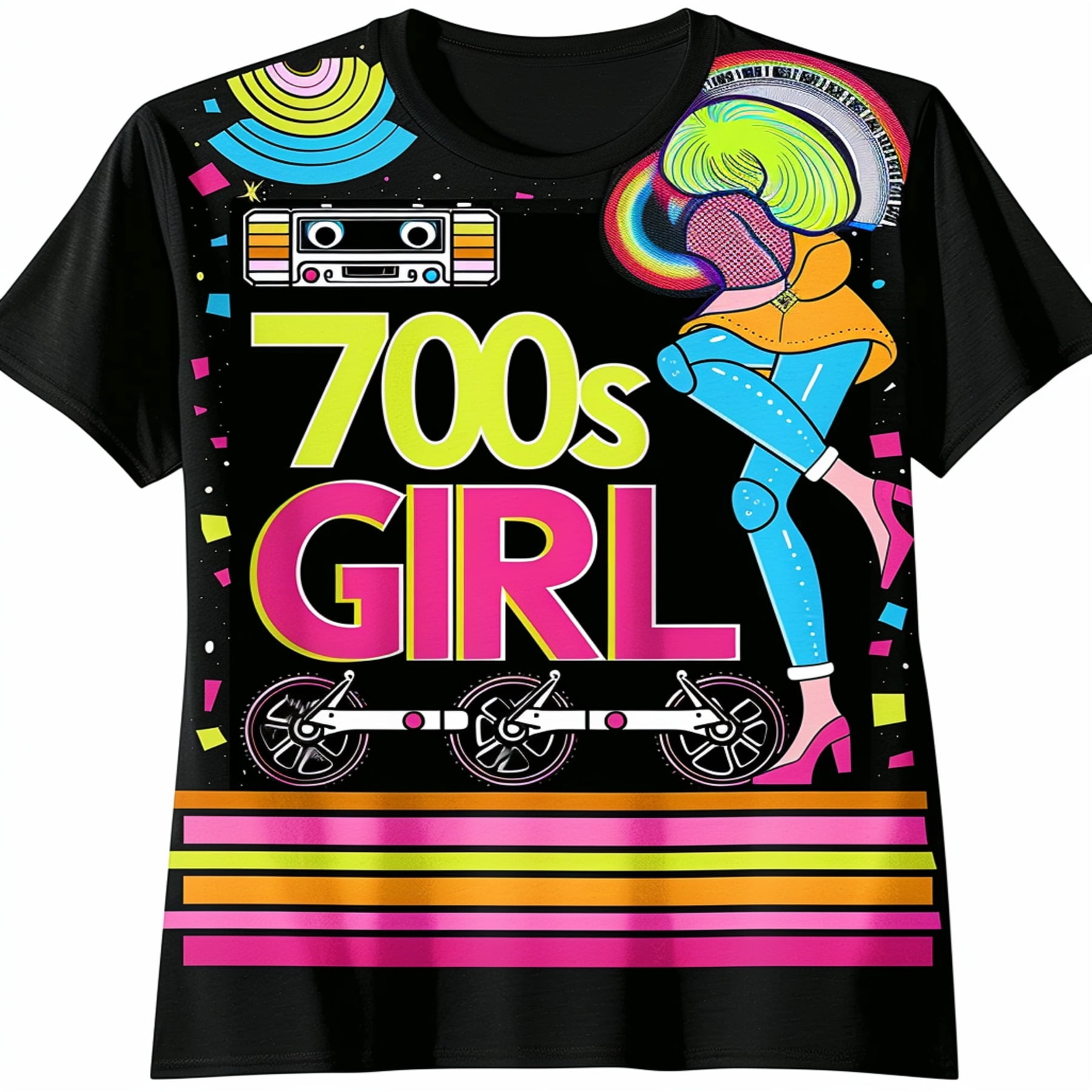 Step Back in Time with Our '70s Girl Retro Black TShirt Embrace Vintage ...
