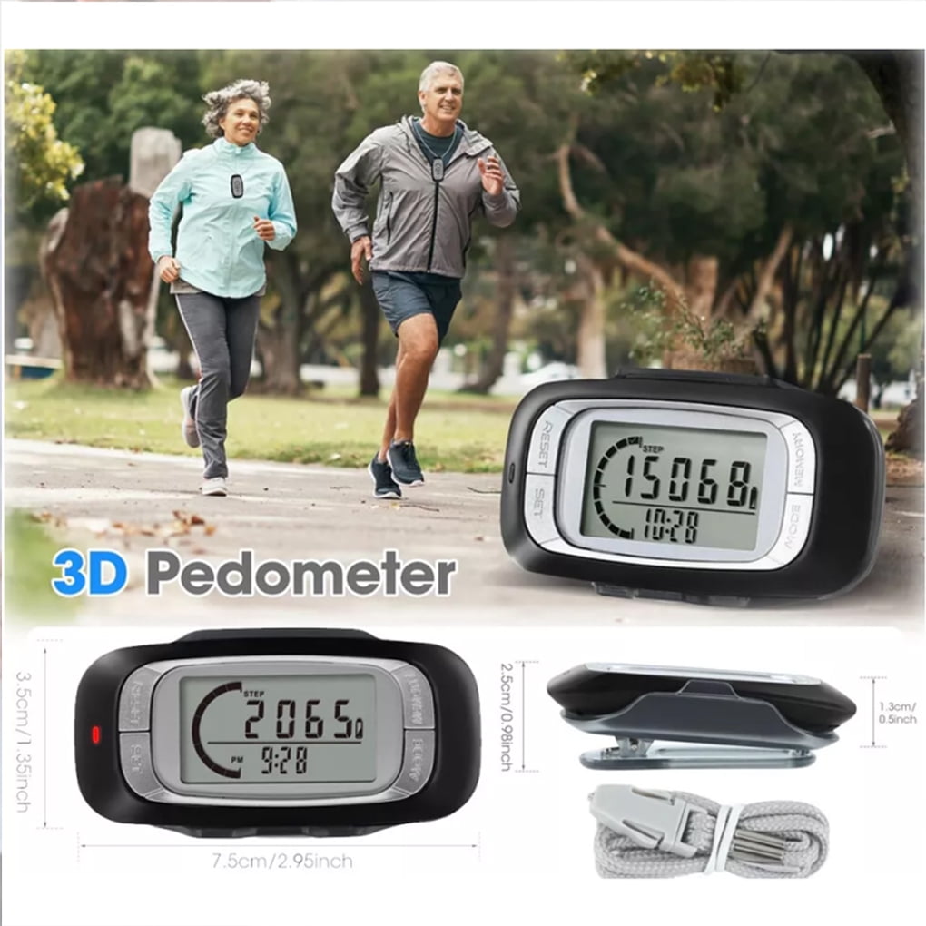 Step Counter Pedometer with 3D Sensor LCD Display Walking Distance and ...