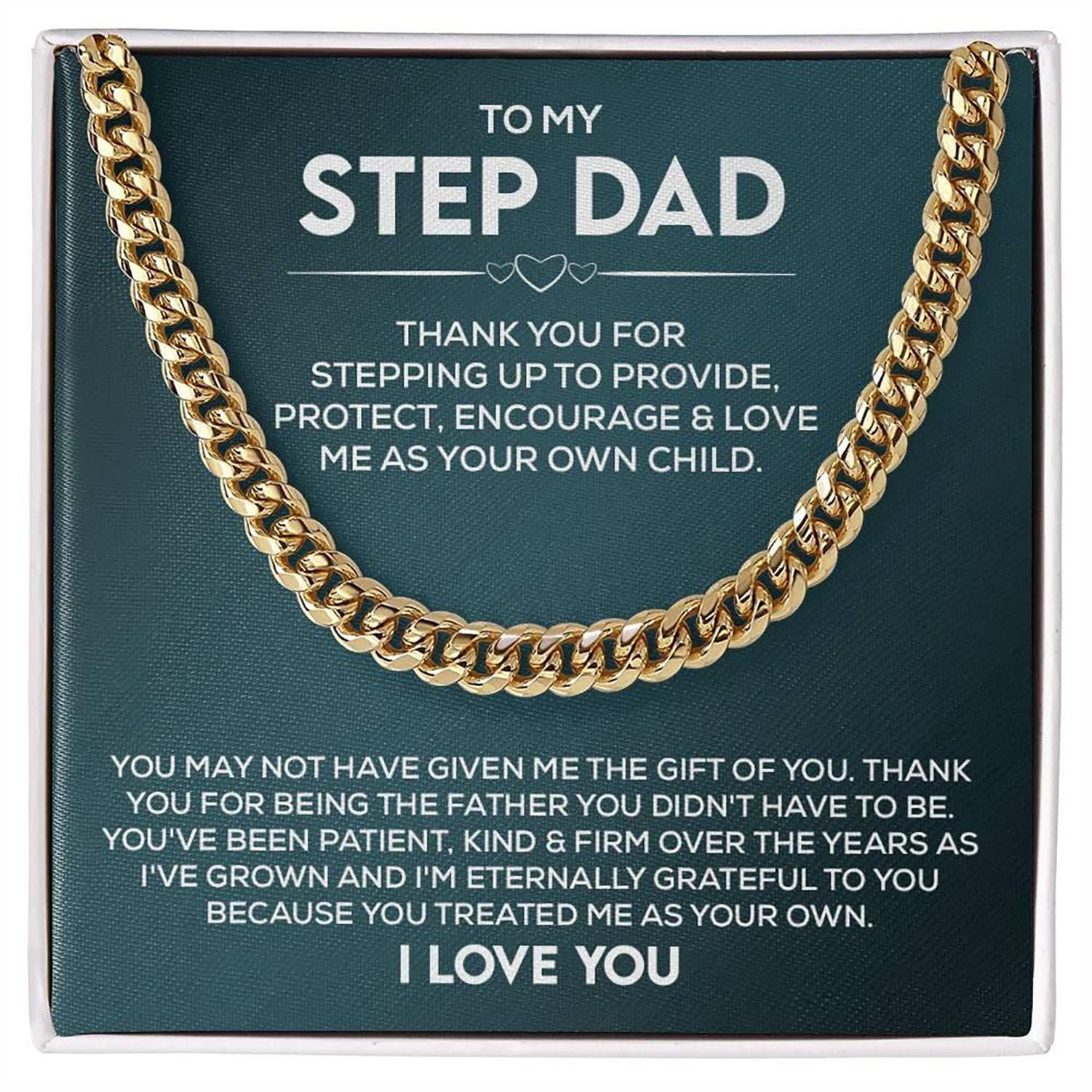 To My Step Dad Cuban Link Chain Necklace, Step Father Gift From ...