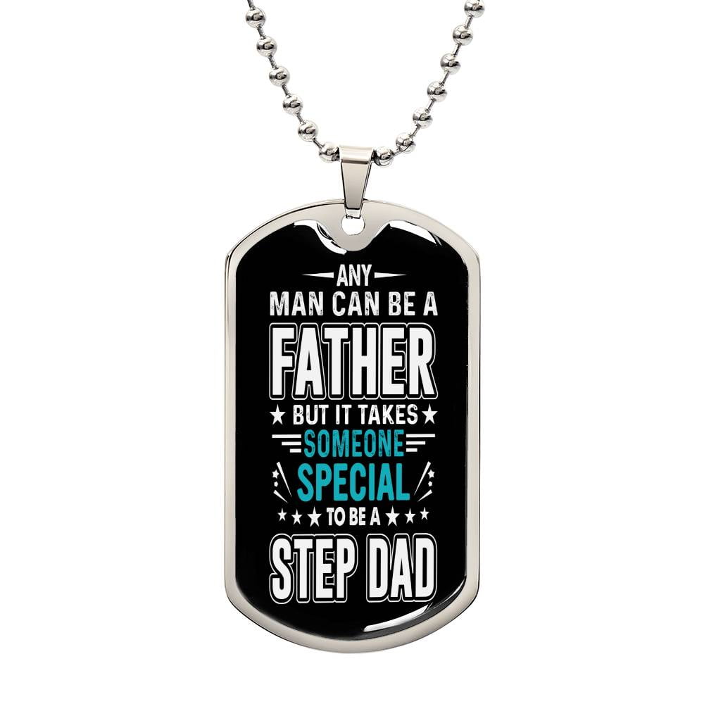Step Dad Gift - Graphic Military Dog Tag Necklace (Optional ...