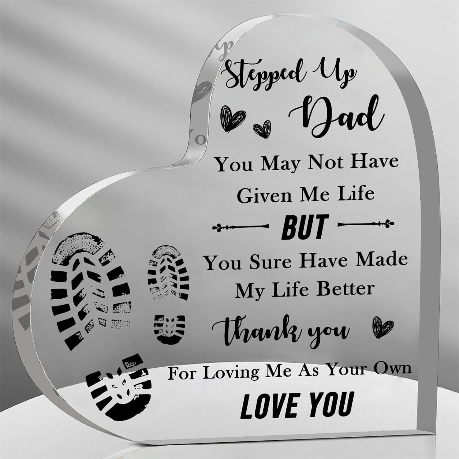 Step Dad Gifts From Daughter 3.9 Inch Heart Shape Acrylic Plaque ...