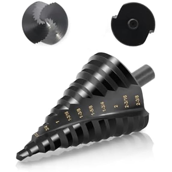 Step Drill Bit, 12 Sizes from 1/4" to 2-3/8", Step Bit with 2 Spiral ...