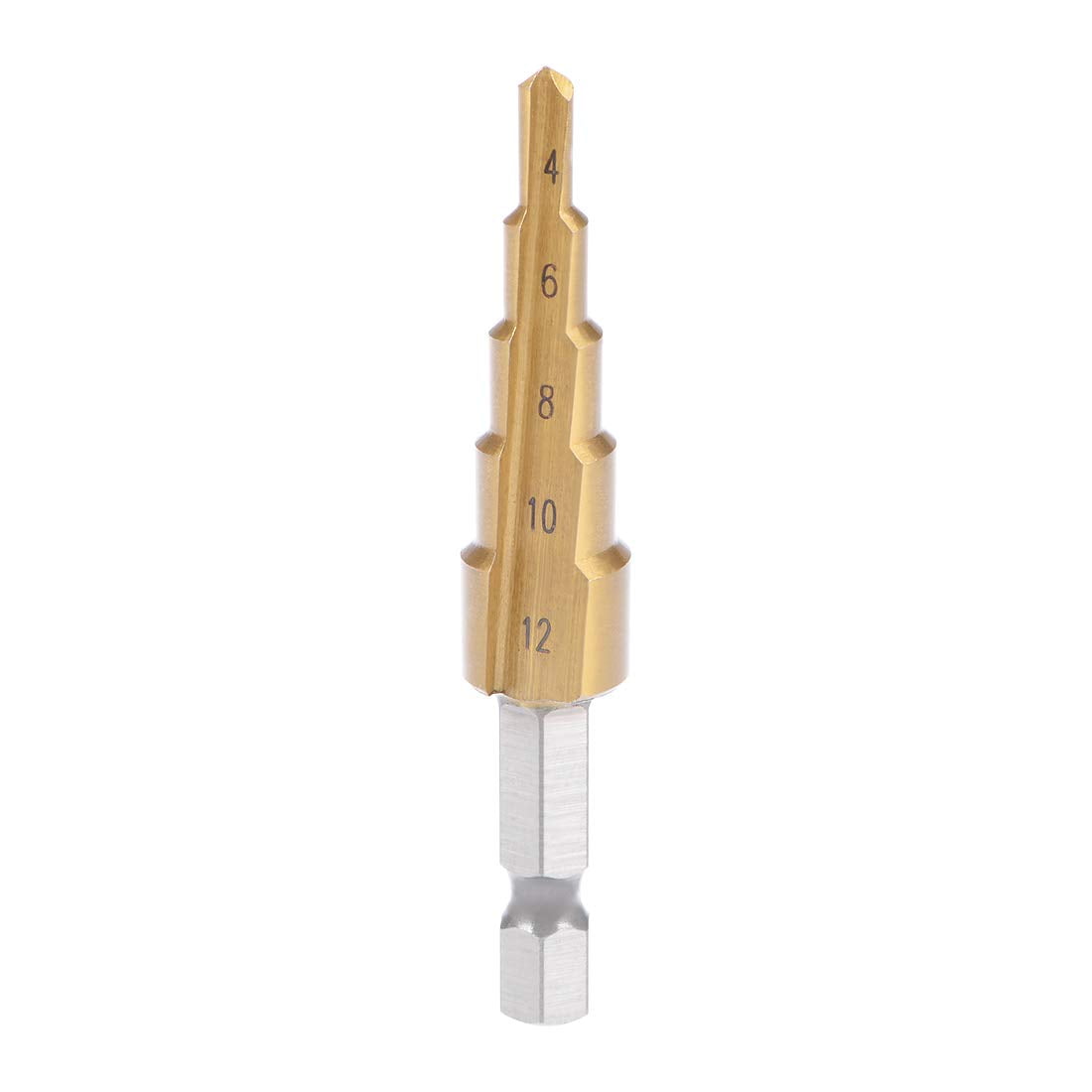 Step Drill Bit HSS 4241 4mm to 12mm 5 Sizes Titanium Coated Straight ...