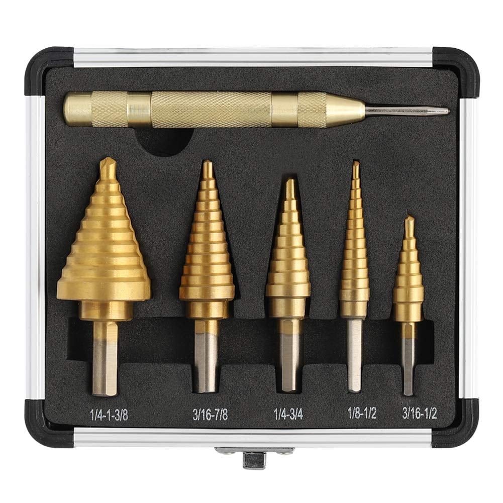 Muerk 6 Pcs Titanium Drill Bit Set, High-Speed Steel, 50 Sizes ...