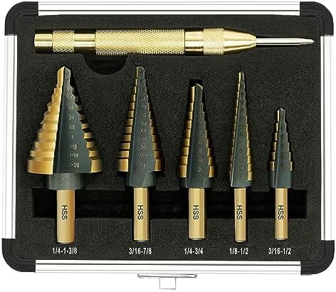 Step Drill Bit Set - Black and , 6 count Unibit Drill Bits, Stepped Up ...