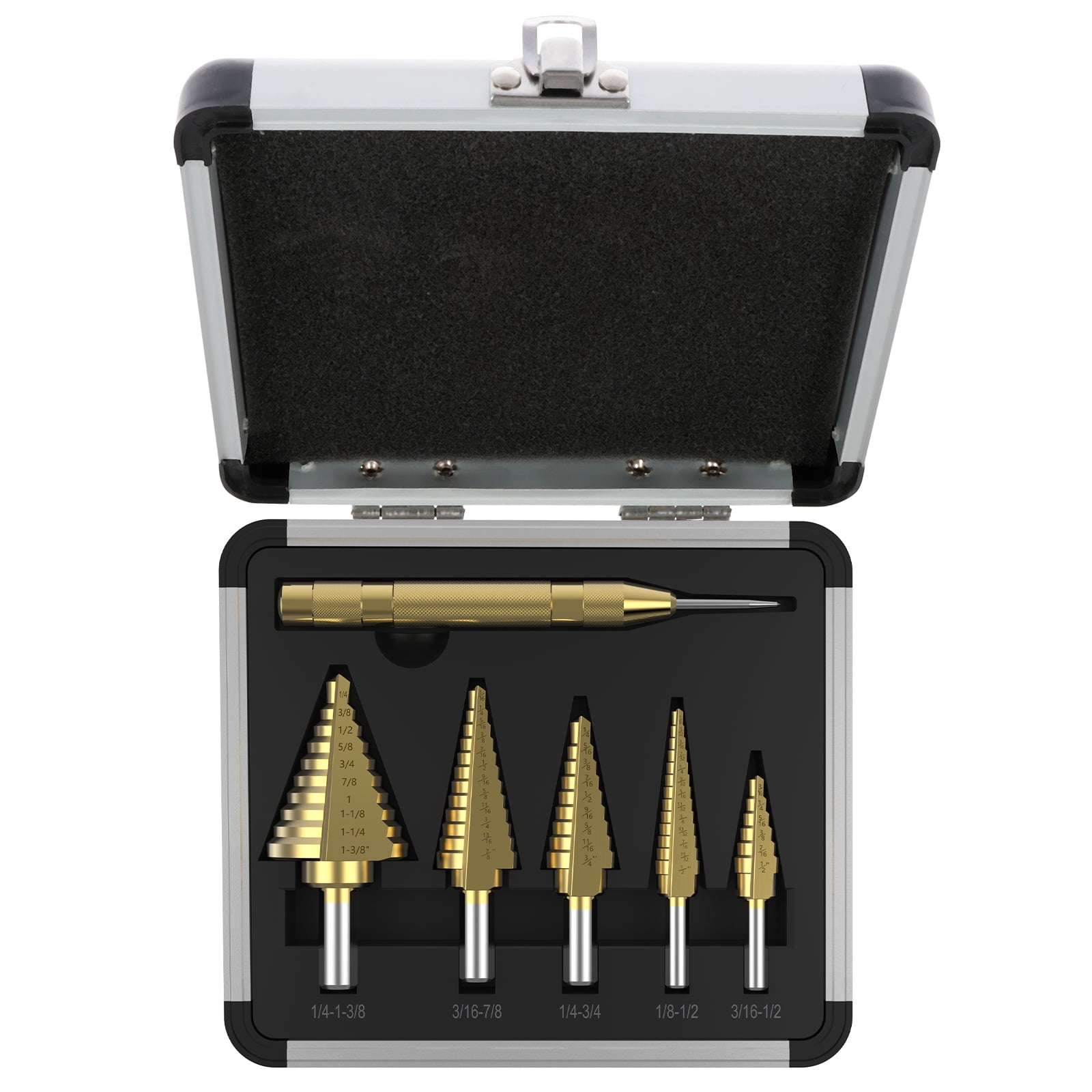 Step Drill Bit Set Rustproof Bearing Steel Step Bits with Auto Center ...