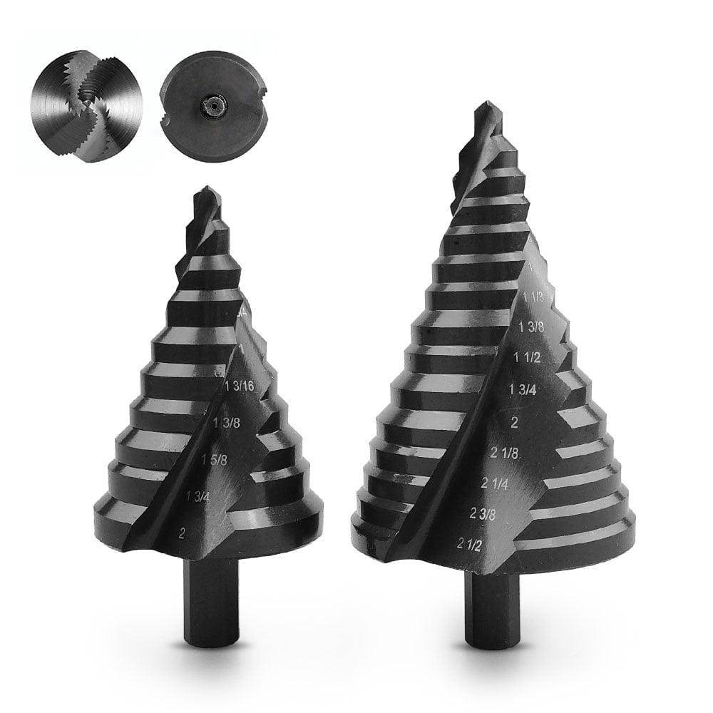 Step Drill Bit Spiral Grooved Double Fluted For Metal Set, 1/4"-2-1/2 ...