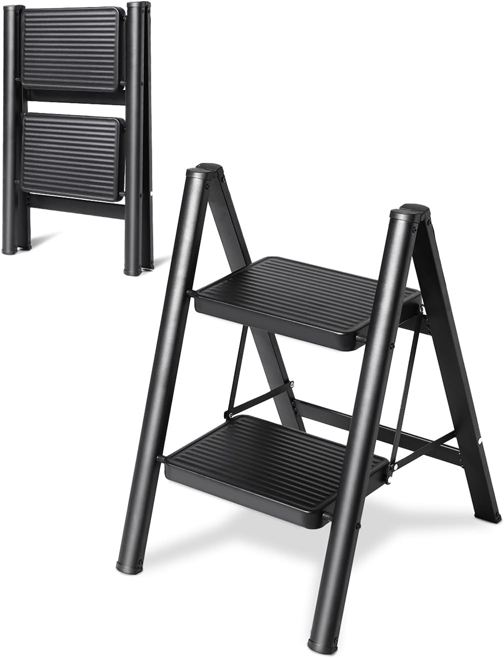 Step Ladder 2 Step Folding, Sturdy 330 Lbs Load Folding Step Stool for ...