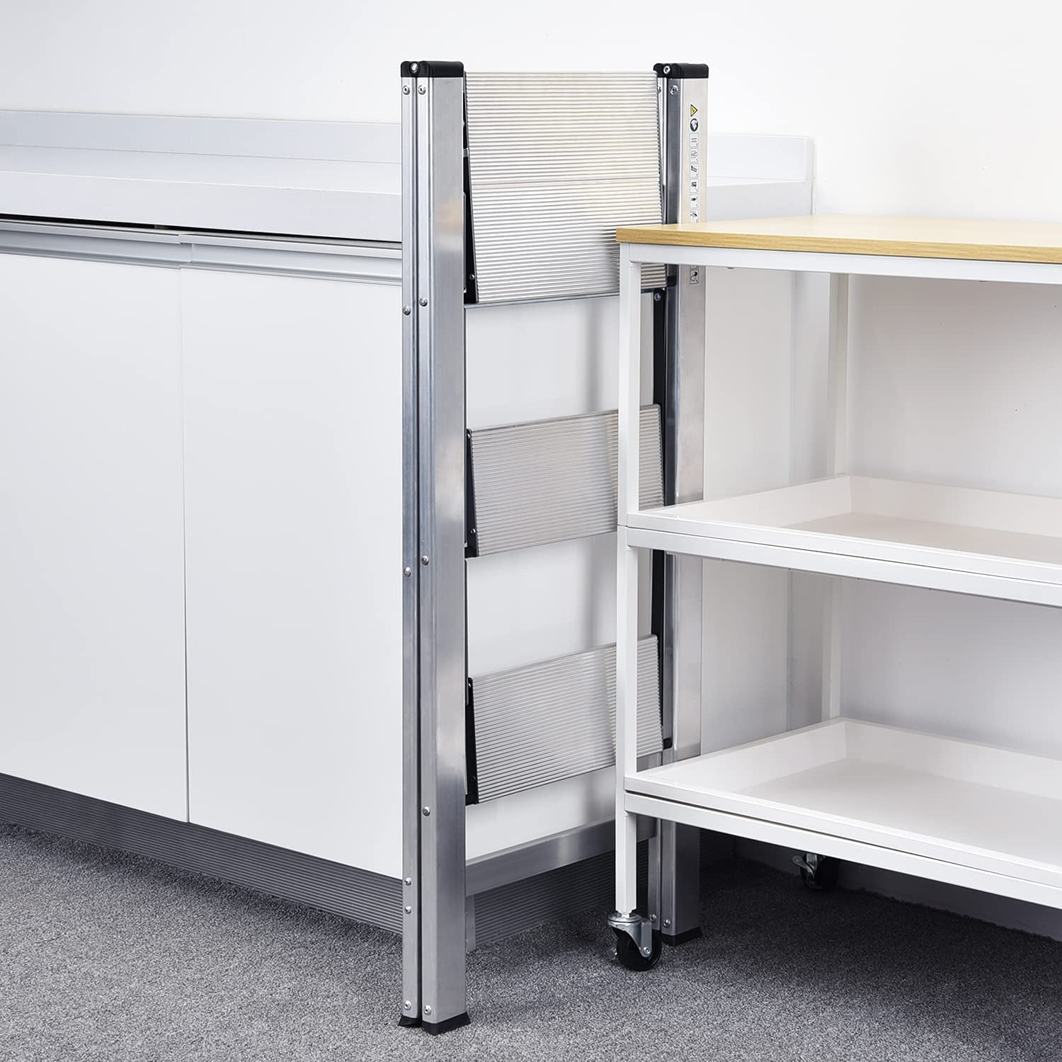 Step Ladder, 3 Step Aluminium Folding Ladder, Portable Slim Step Stool ...