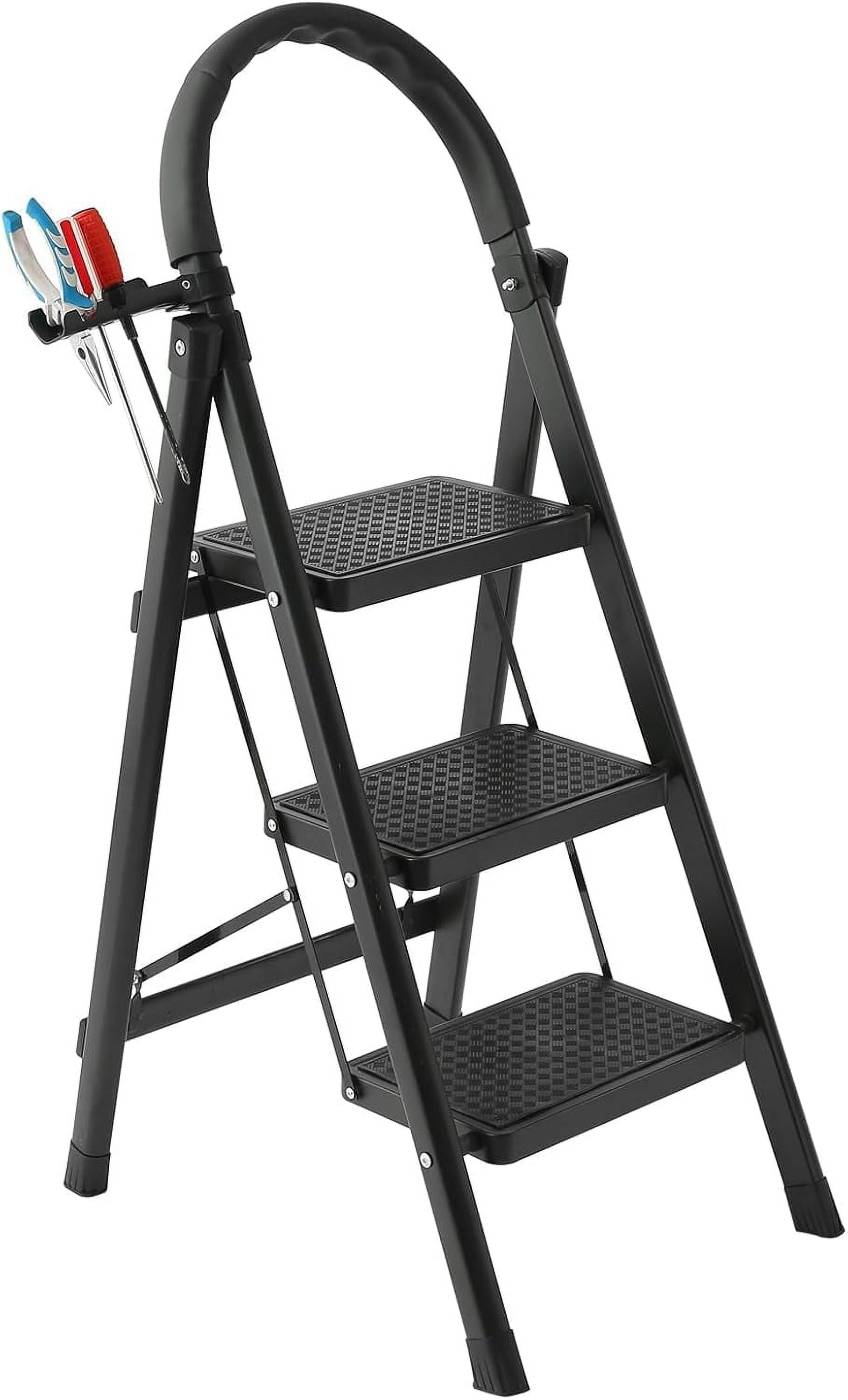 Step Ladder 3 Step Folding, 330lbs Load Capacity 3 Step Ladder with ...