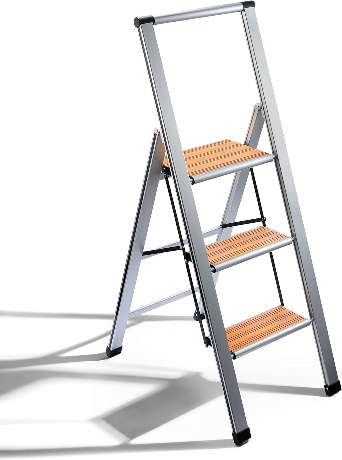 Step Ladder 3 Step Folding Decorative - Beautiful Bamboo & Black ...