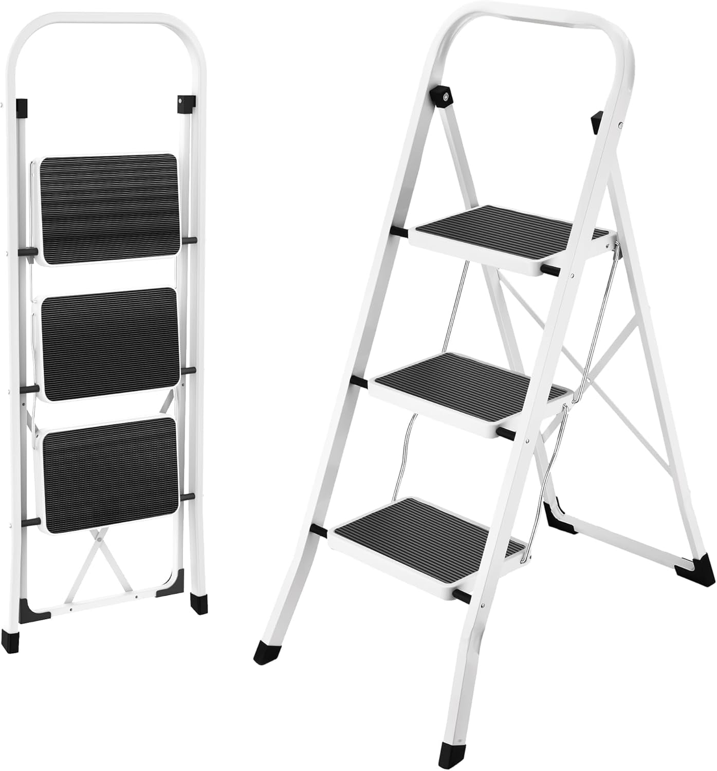Step Ladder 3 Step Folding Ladder, Lightweight Portable Stepladder with ...