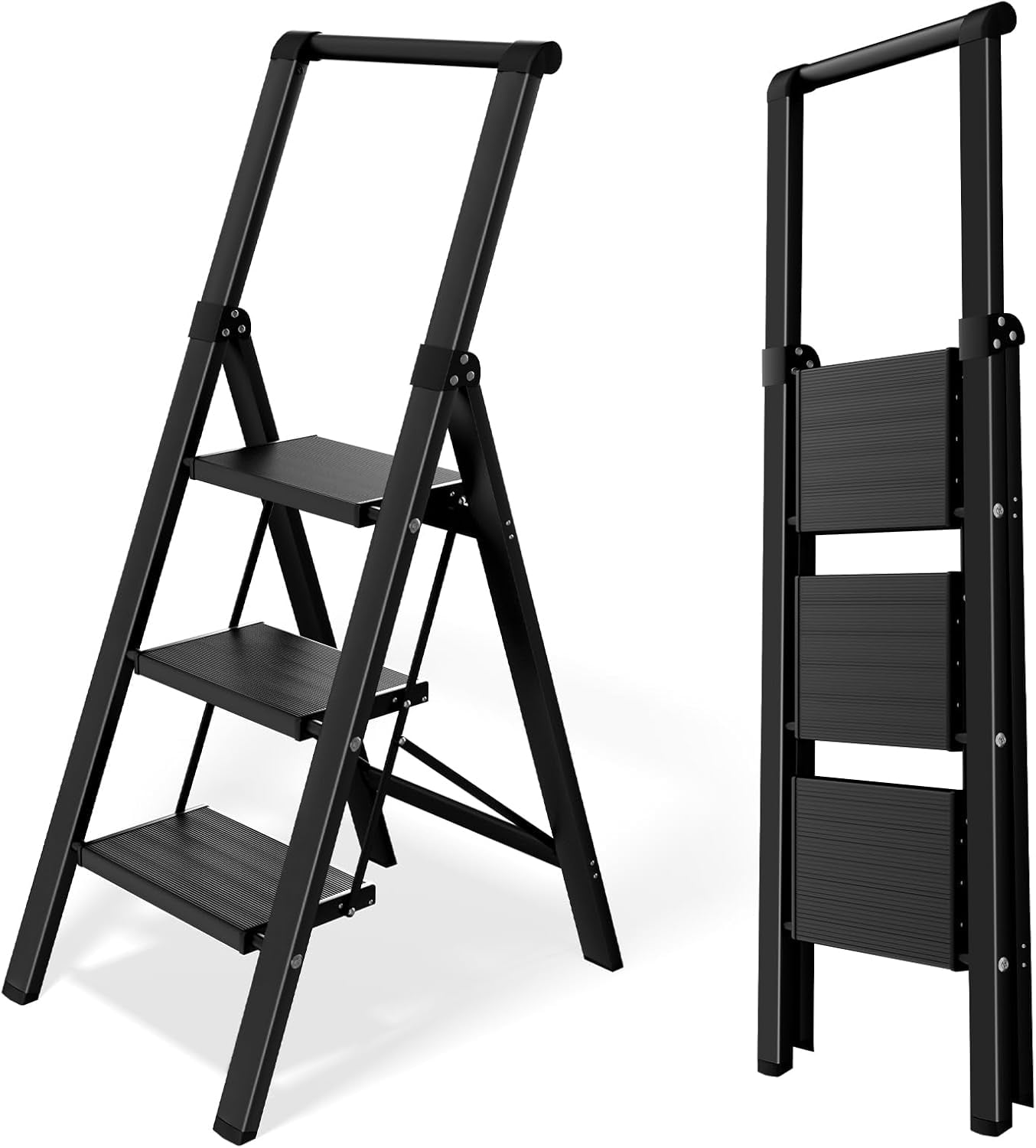 Step Ladder 3 Step Folding,Lightweight Portable Step Ladder with Anti ...