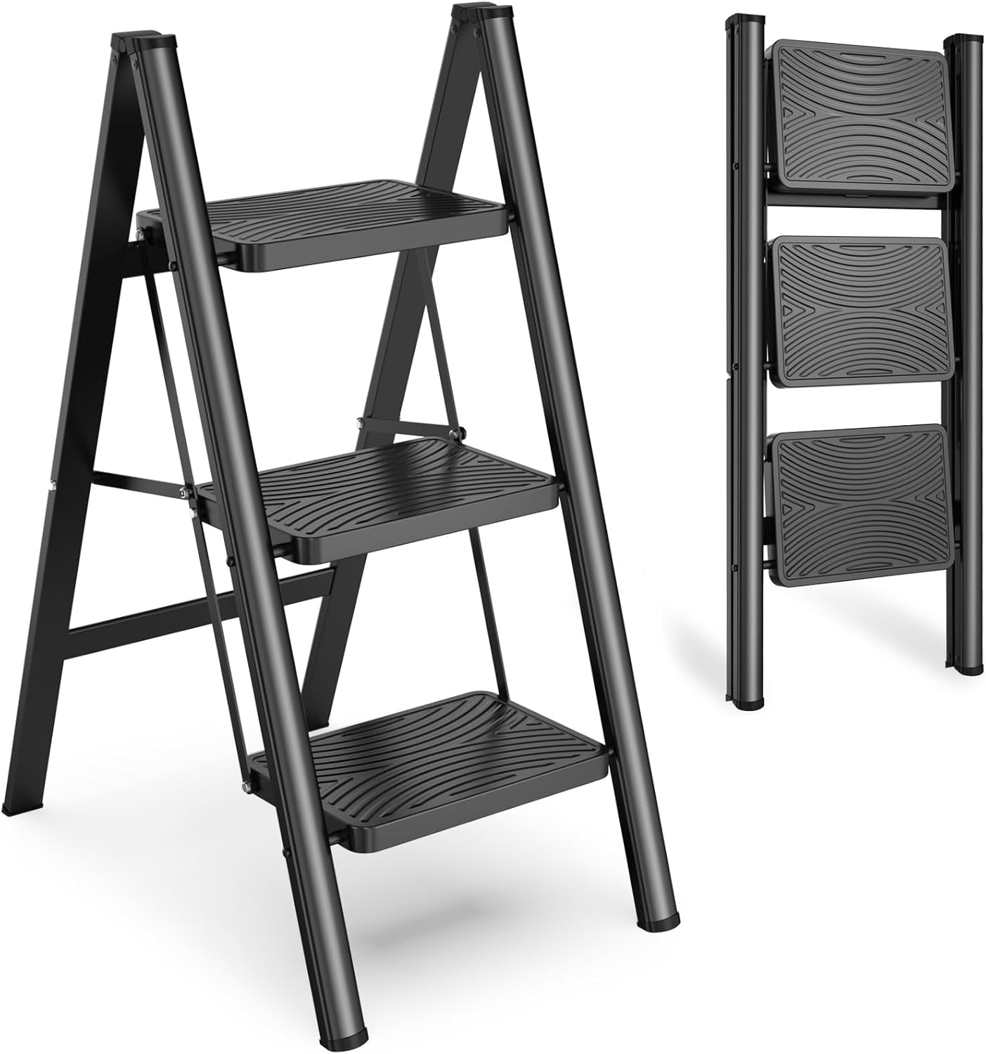 Step Ladder 3 Step Folding, Small Step Stool for Adults, Closet Step ...