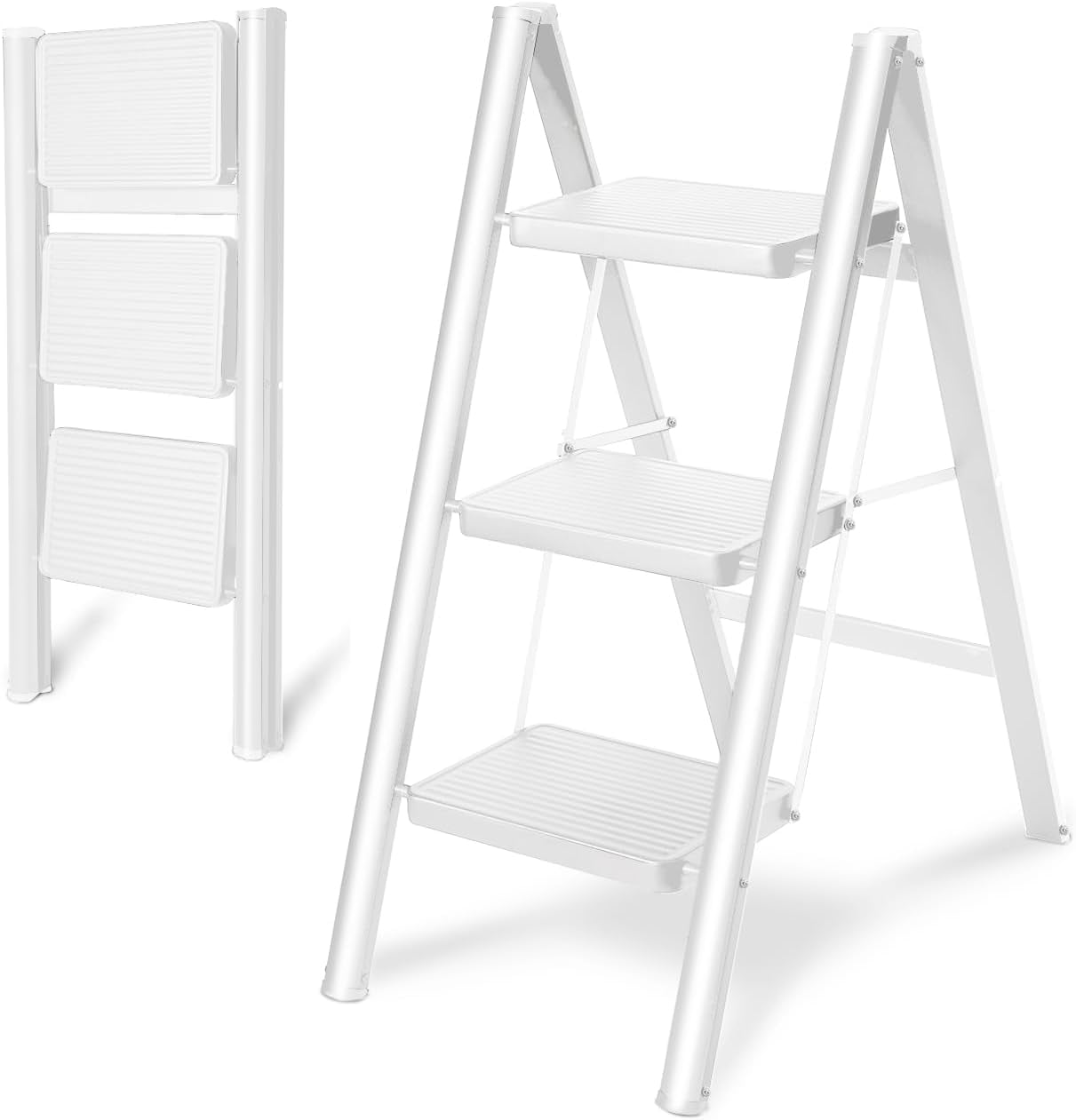 Step Ladder 3 Step Folding, Sturdy 330 Lbs Load Step Stool for Adults ...