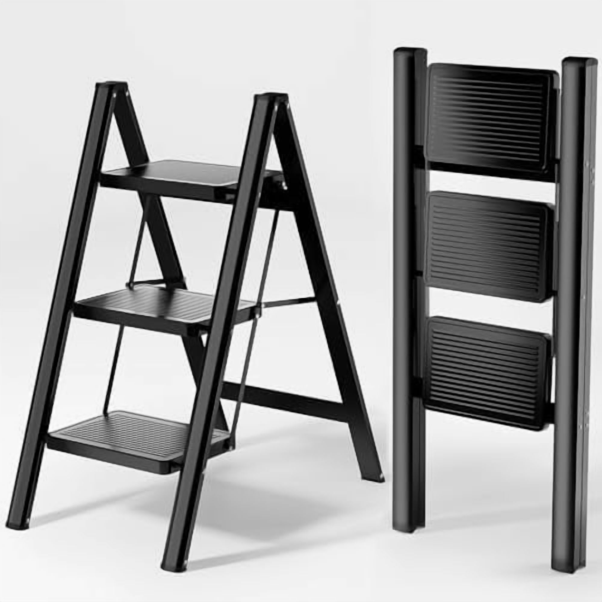 Step Ladder 3 Step Folding, Sturdy 330 Lbs Small Step Stool for Adults ...