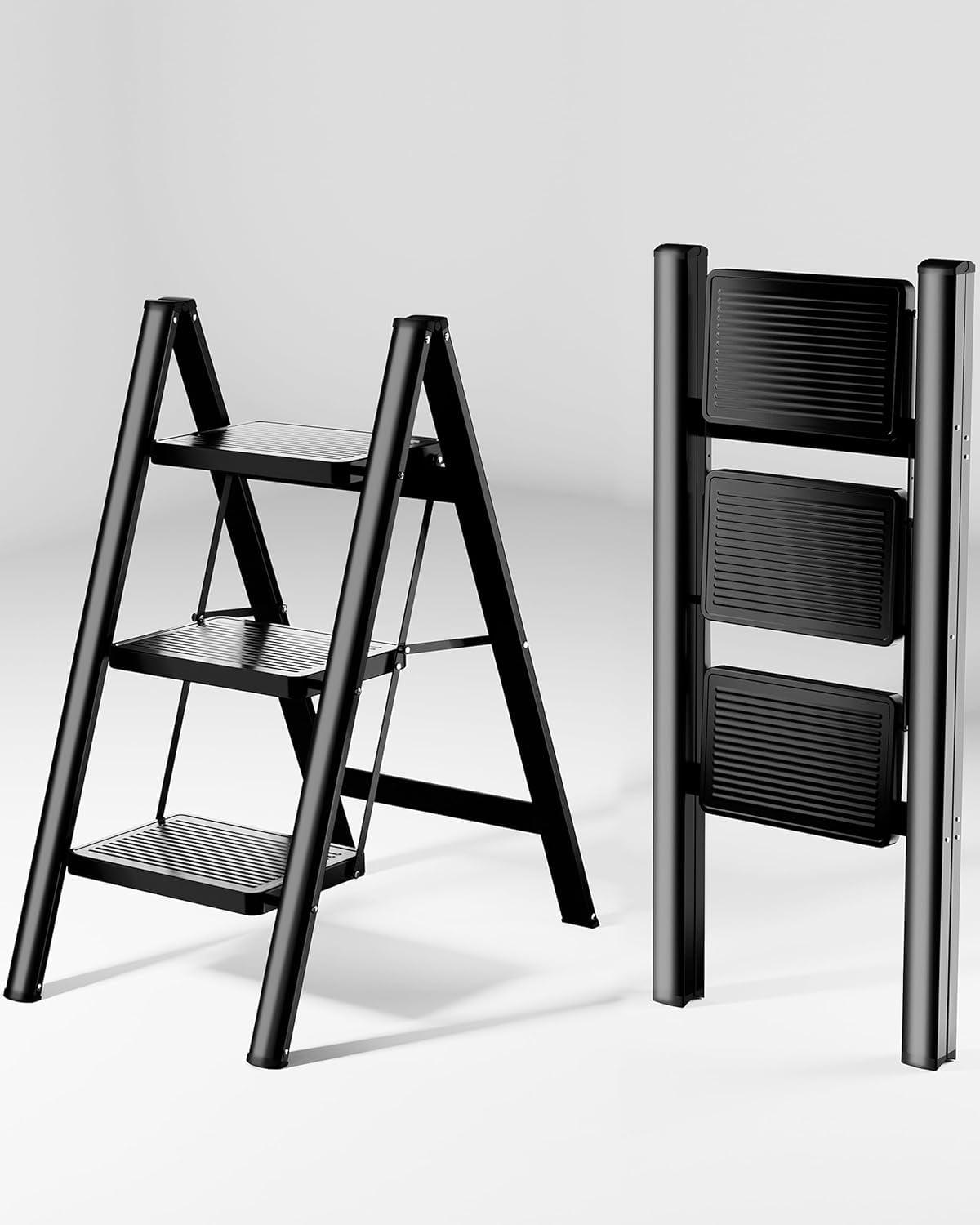 Step Ladder 3 Step Folding, Sturdy 330 Lbs Small Step Stool for Adults ...