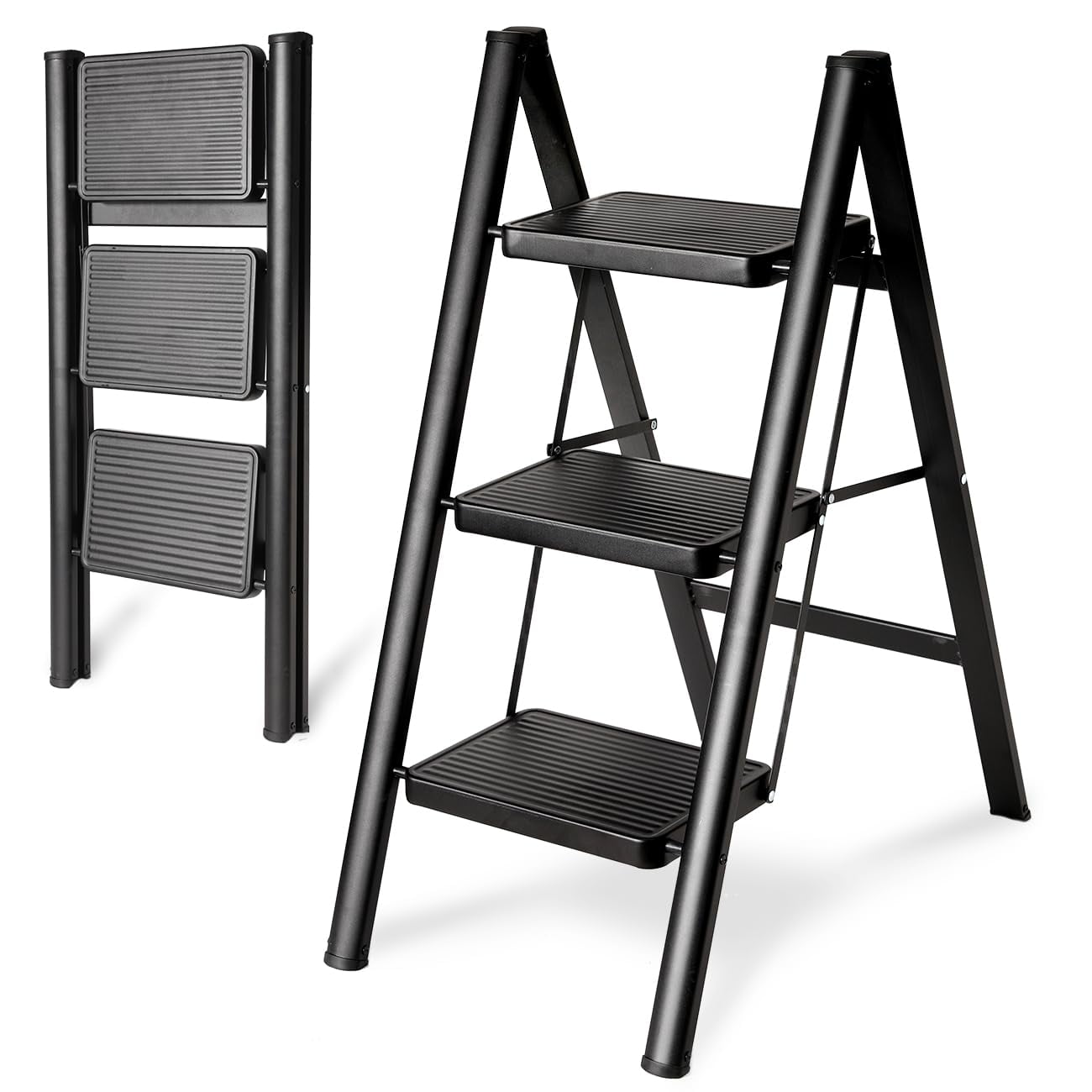 Step Ladder 3 Step Folding, Sturdy 330 Lbs Small Step Stool for Adults ...