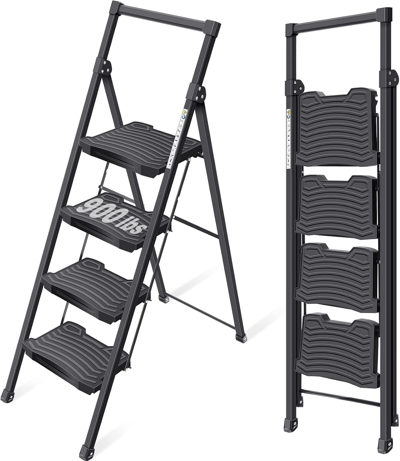 Step Ladder 4 Step Folding,4 Step Ladder with Anti-Slip Wide Pedal and ...
