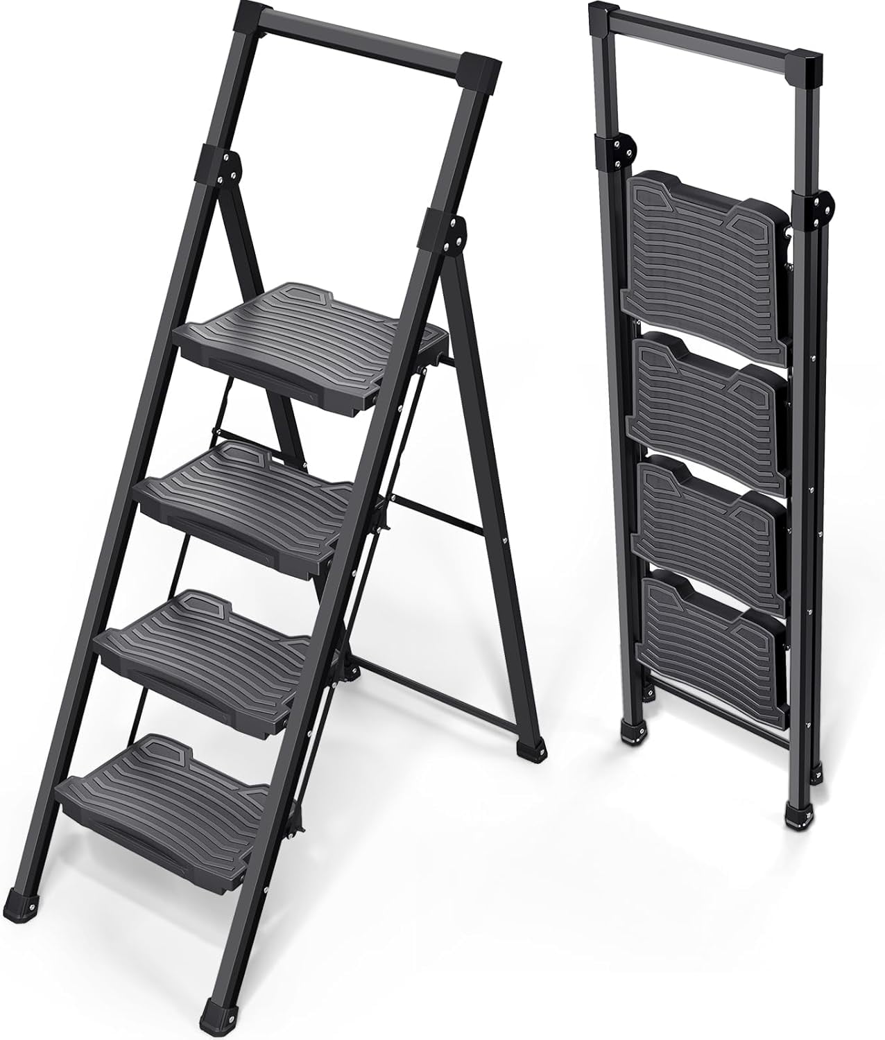 Step Ladder 4 Step Folding, 900lbs 4 Step Ladder with Anti-Slip Wide ...