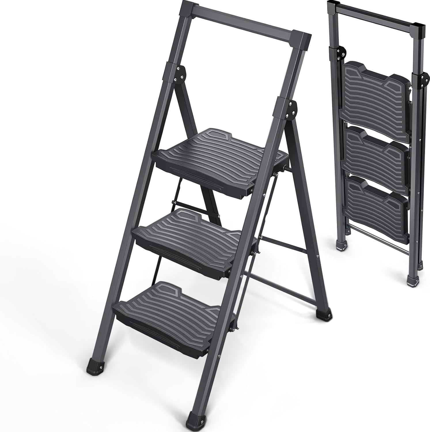 Step Ladder 4 Step Folding, 900lbs 4 Step Ladder with Anti-Slip Wide ...