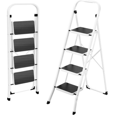 BOWEITI 4 Step Ladder, Steel Folding Step Stool with Wide Anti-Slip ...
