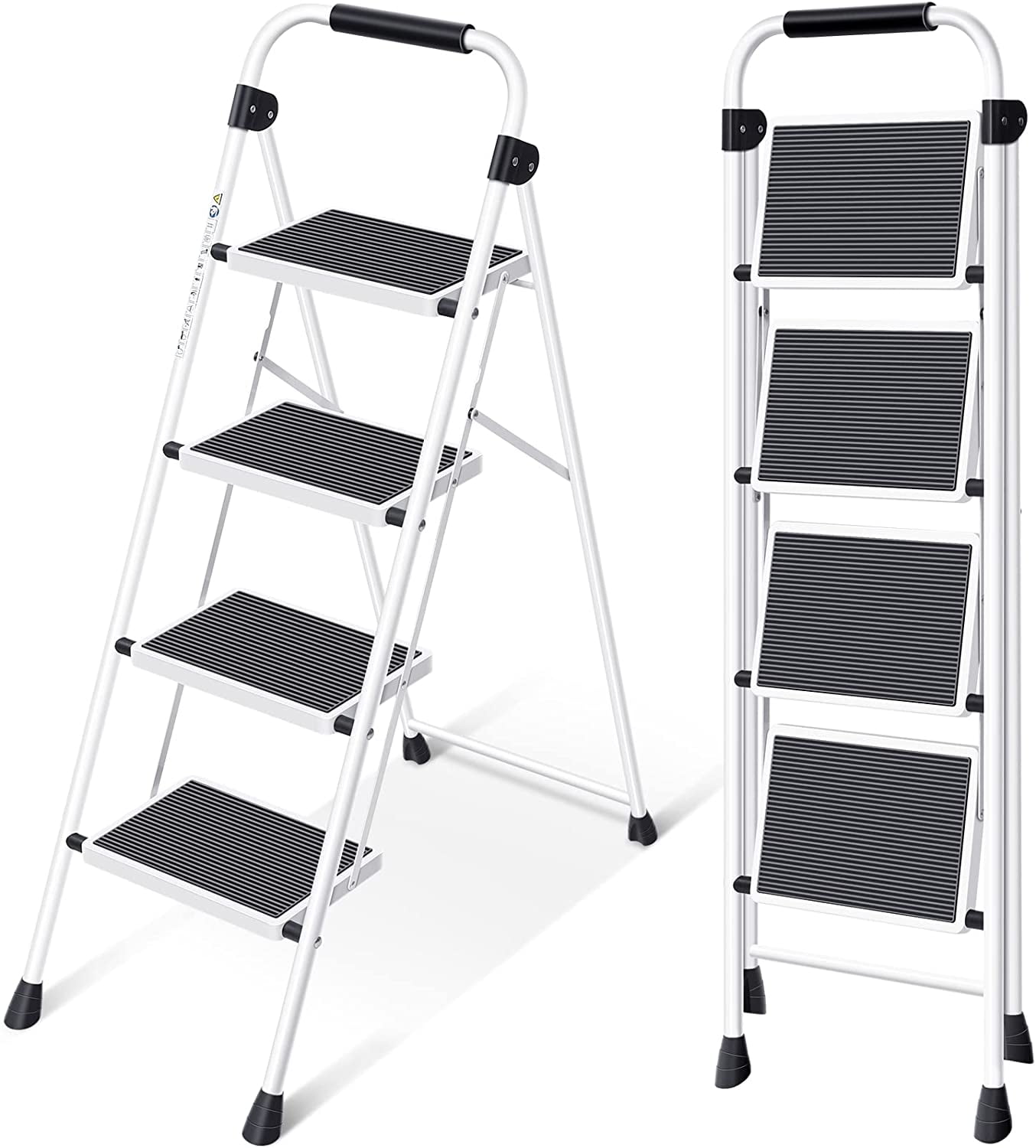 Step Ladder 4 Step Folding Step Stool for Adults with Handrails Heavy ...