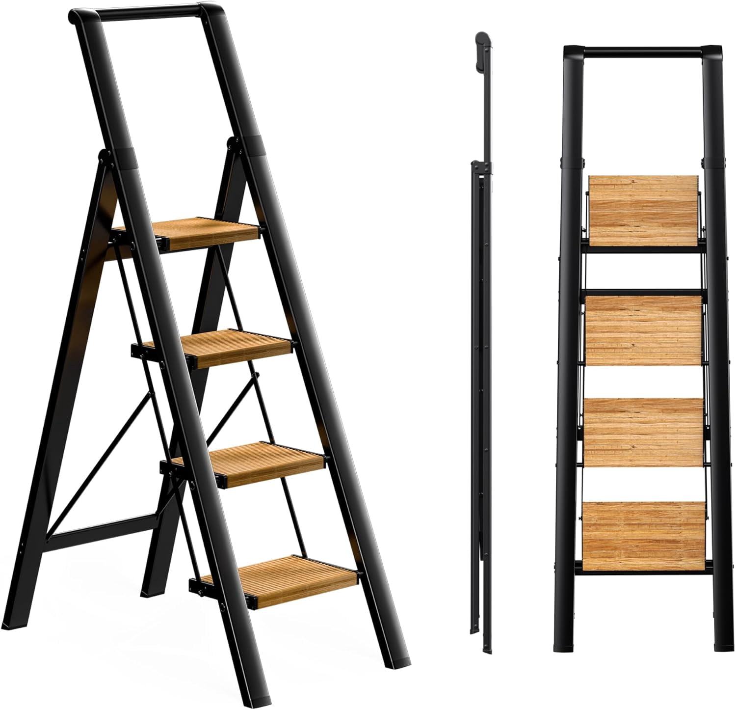 Step Ladder 4 Step Folding Stool with Anti-Slip Widened Sturdy Pedal ...