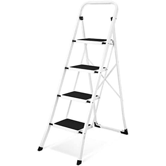 Step Ladder 4 Step Folding with Anti-Slip Pedal, Lightweight 4 Step ...