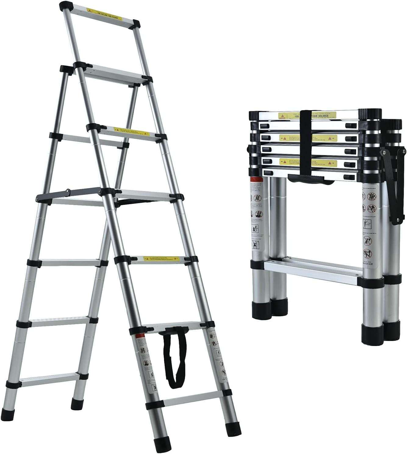 Step Ladder 5+6 Step Ladders A-Frame Extension Ladder 5.34FT ...