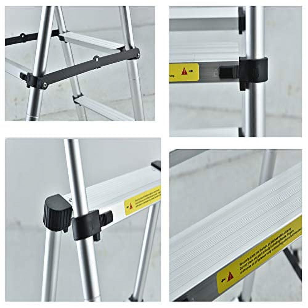 Step Ladder 6+7 Step Extension Ladder A-Frame Ladders 6.4FT Rubber Foot ...